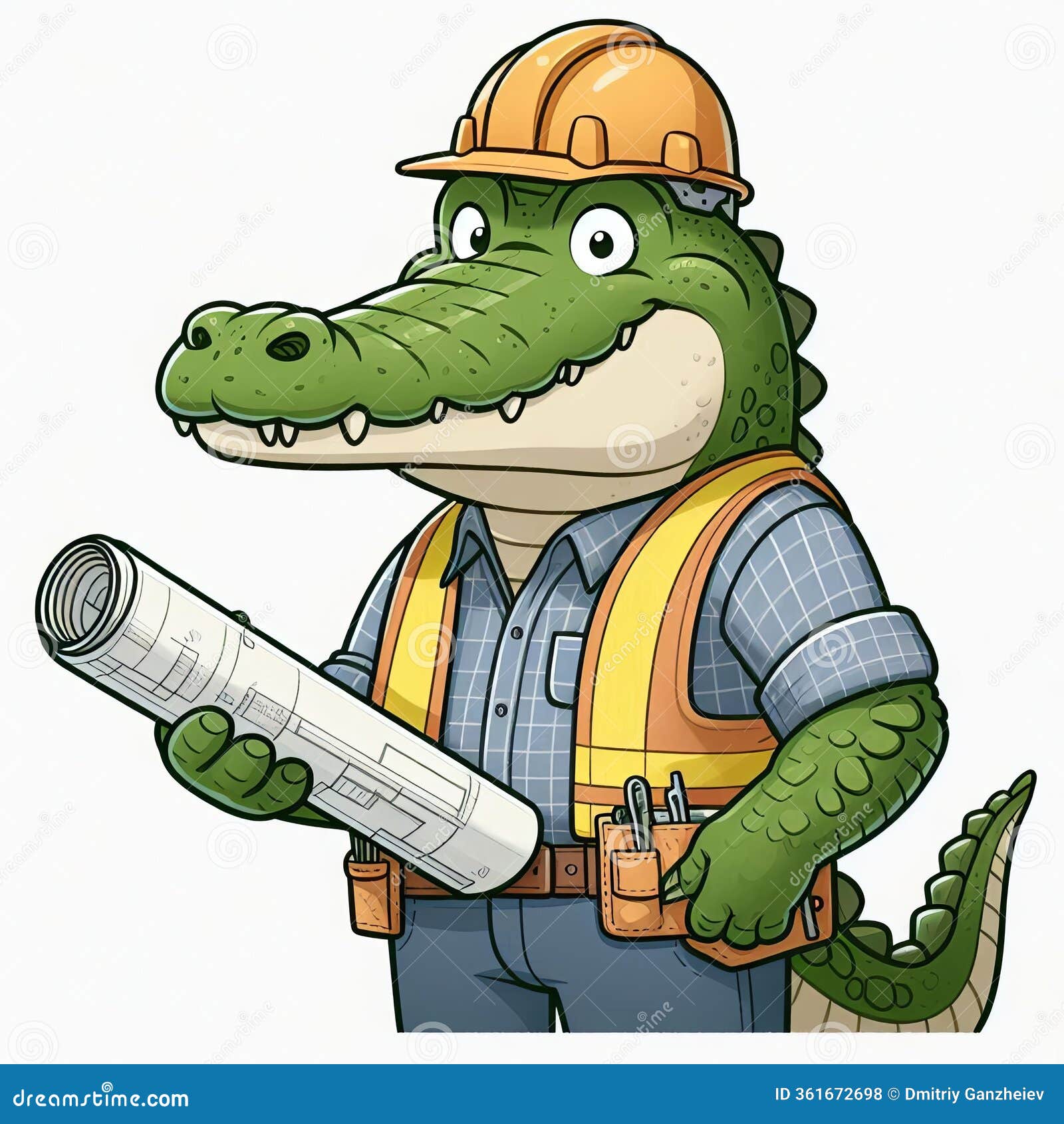 Hardworking Crocodile Engineer at a Construction Site Stock ...