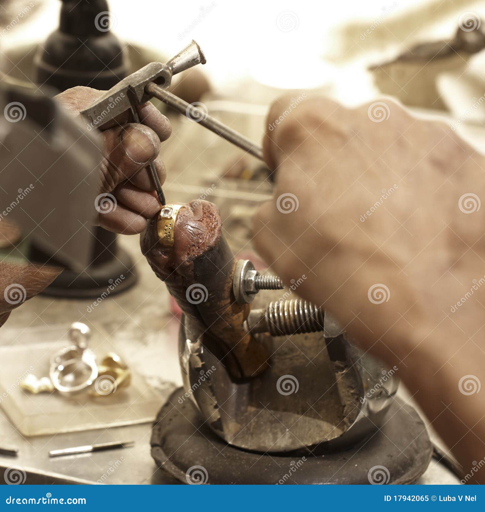 Hardworking Goldsmith stock image. Image of jewels, close - 17942065