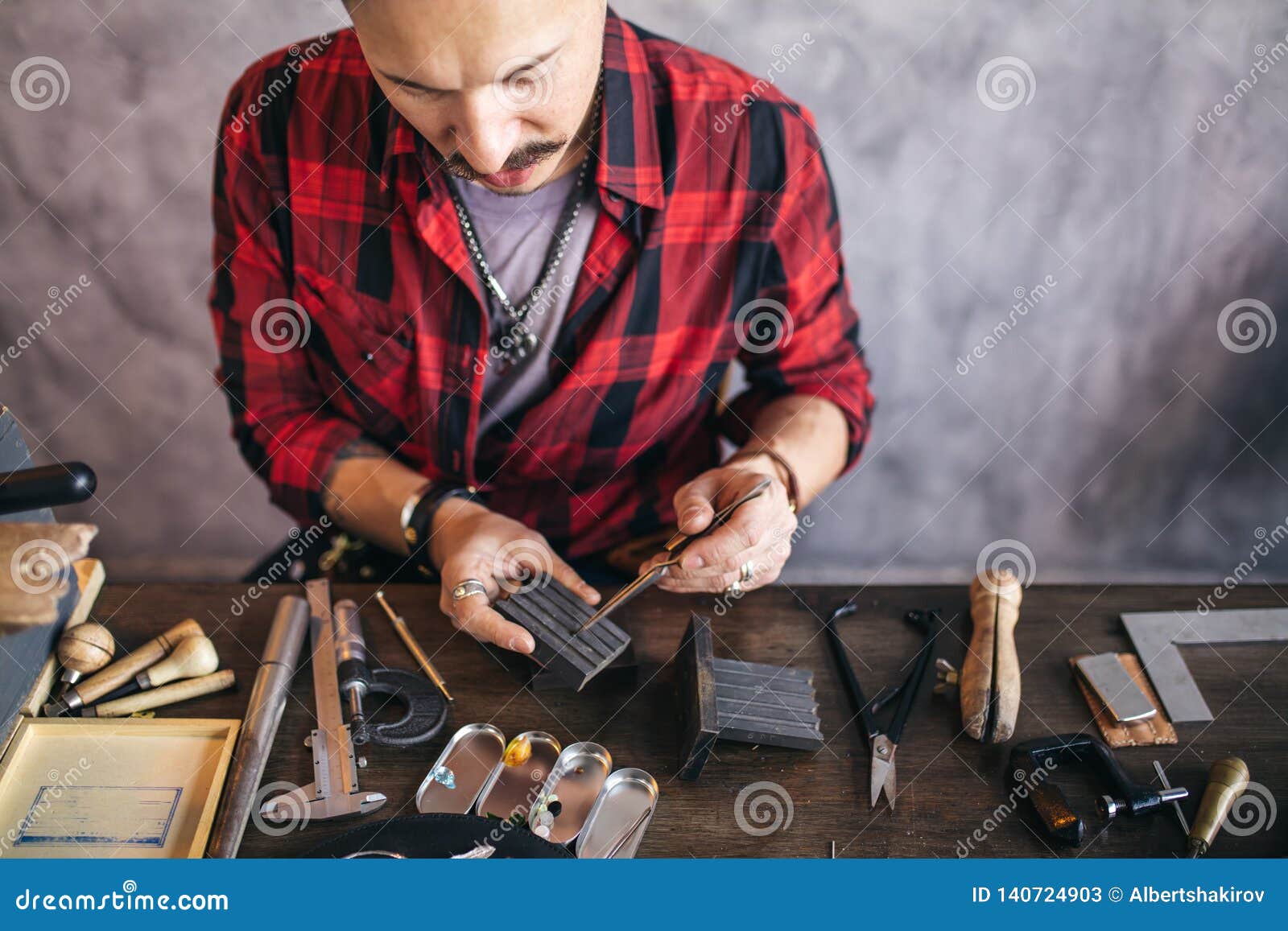 Hardworking Goldsmith Spending Time in the Workshop Stock Image - Image ...