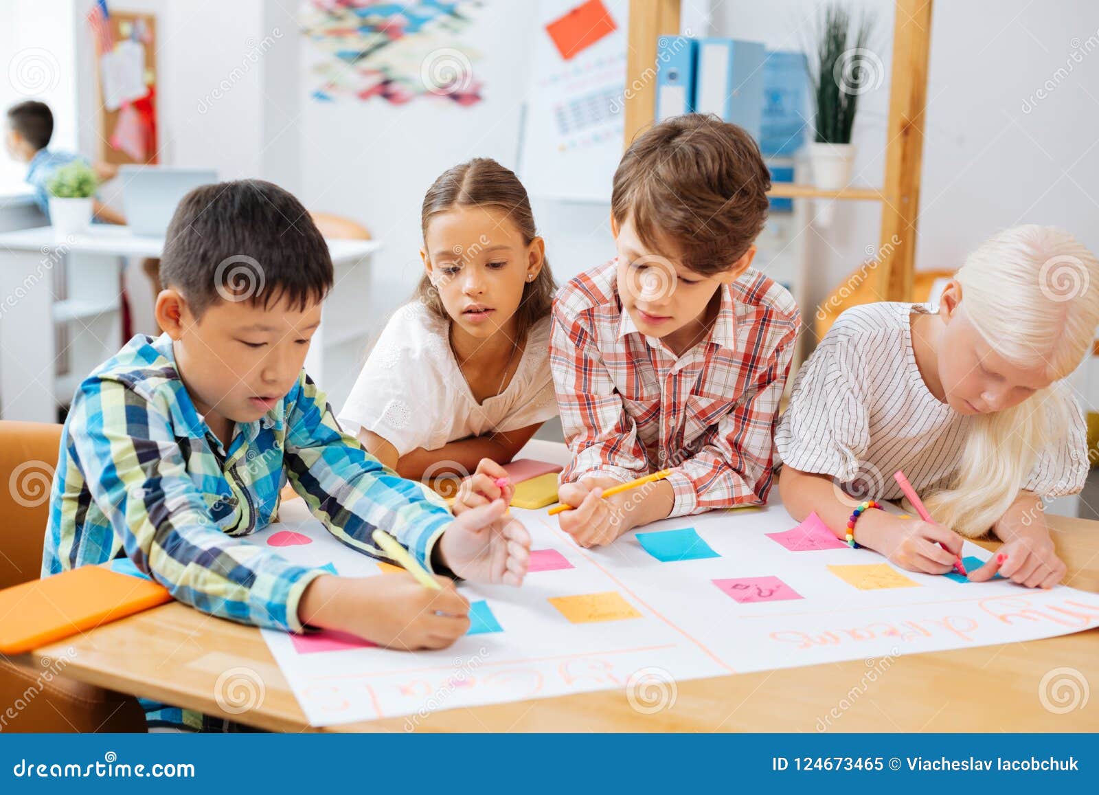 Hardworking Kids Preparing an Extra Task for a Lesson Stock Image ...