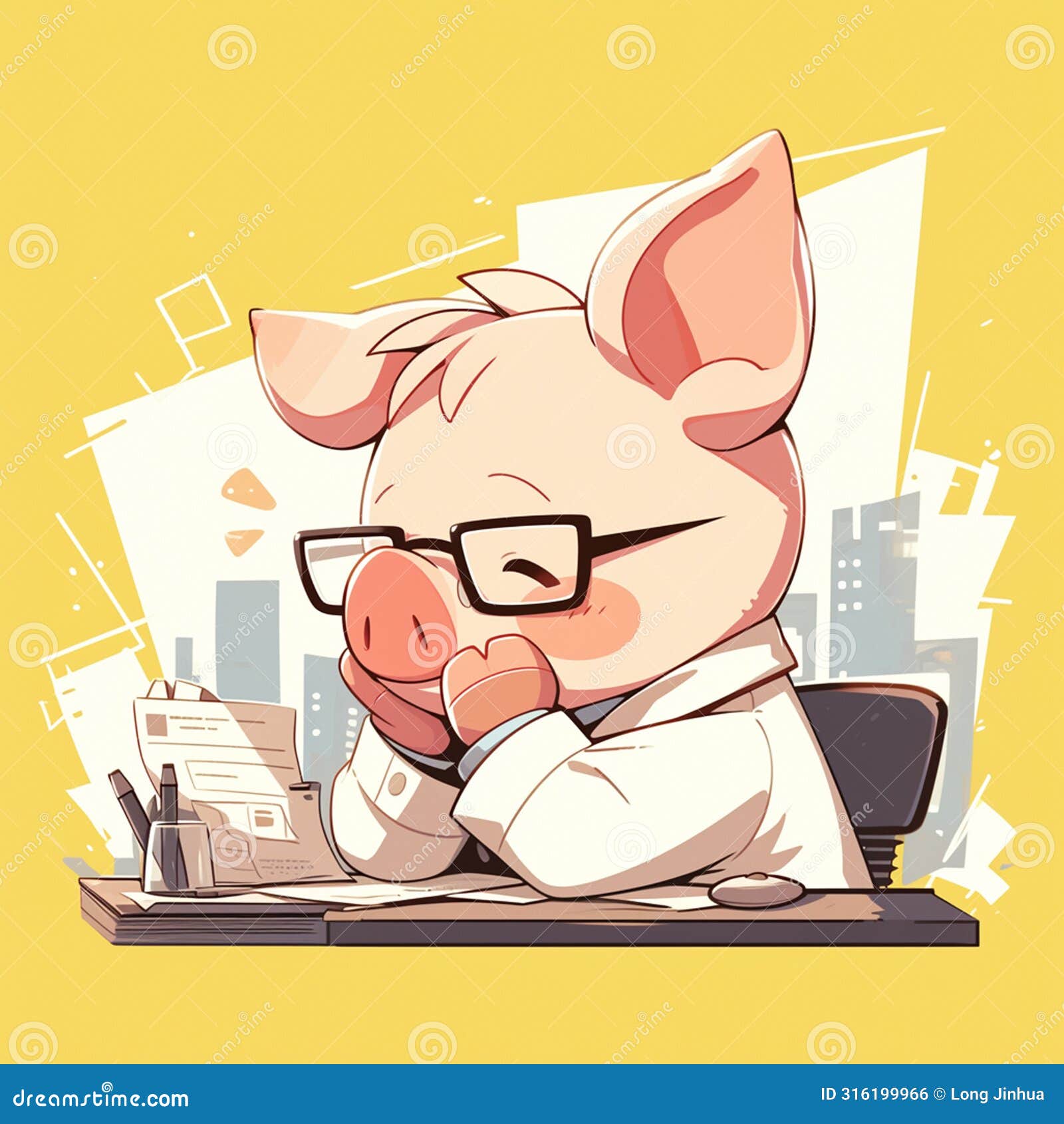 A Hardworking Pig Scientist Cartoon Style | CartoonDealer.com #316199991