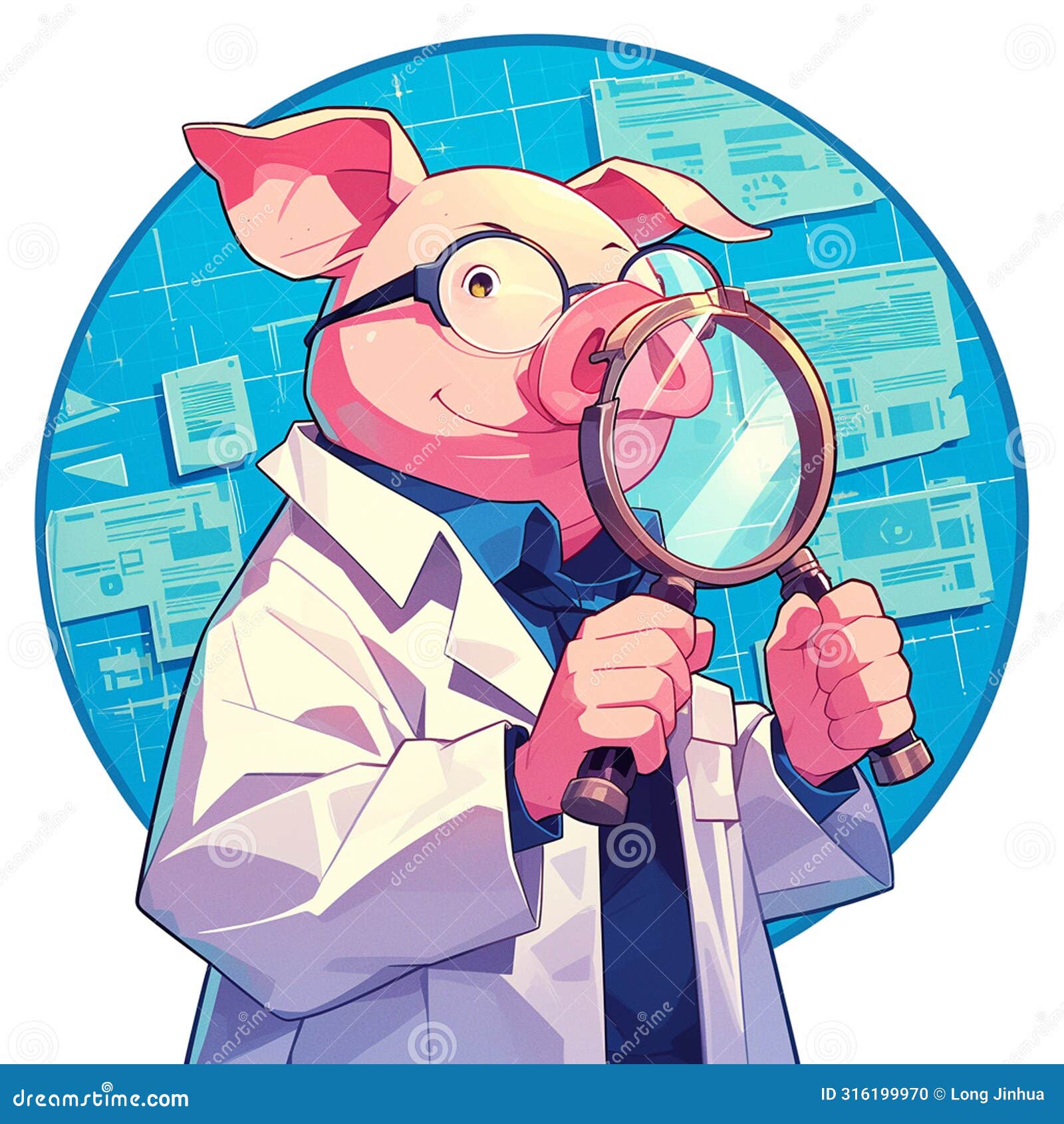 A Hardworking Pig Scientist Cartoon Style Stock Vector - Illustration ...