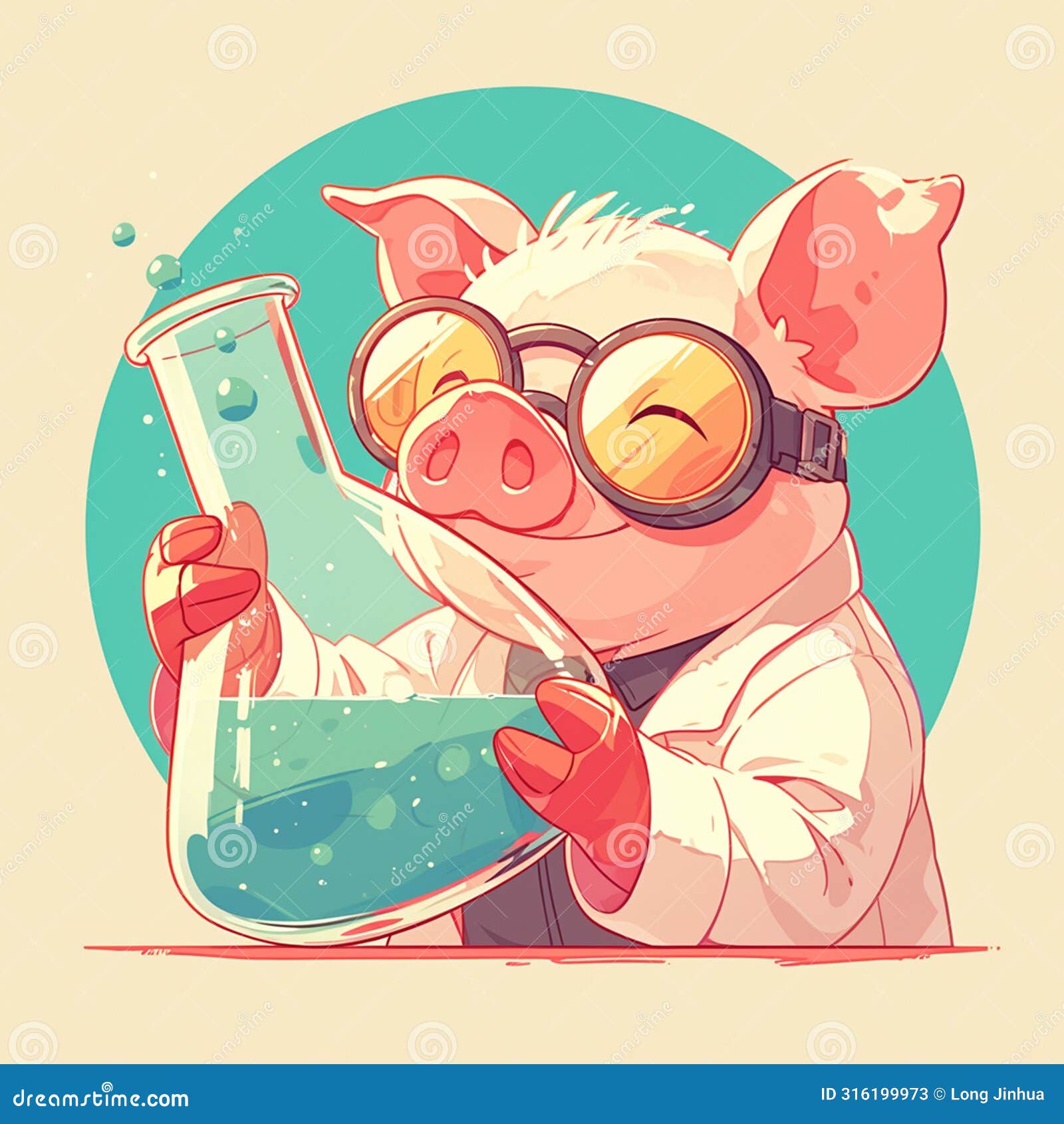 A Hardworking Pig Scientist Cartoon Style | CartoonDealer.com #316199991