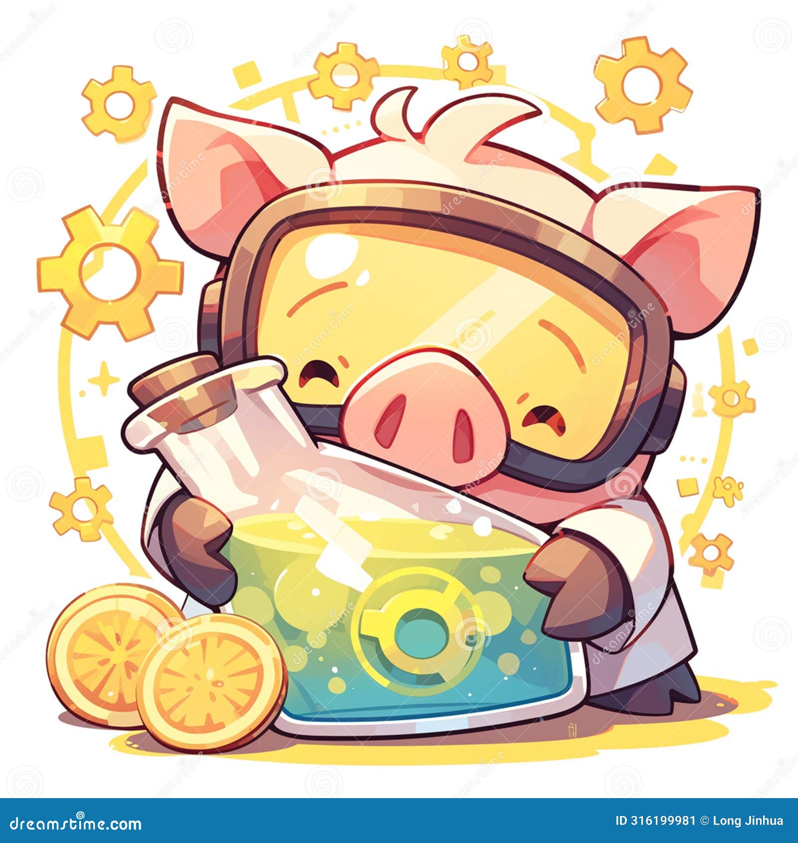 A Hardworking Pig Scientist Cartoon Style | CartoonDealer.com #316199991