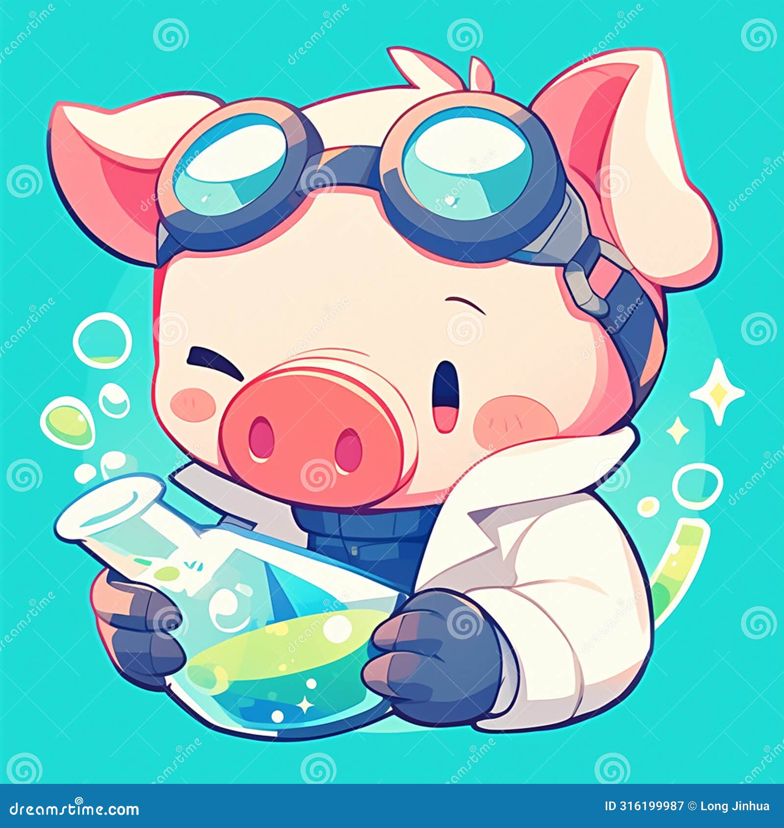 A Hardworking Pig Scientist Cartoon Style Stock Vector - Illustration ...