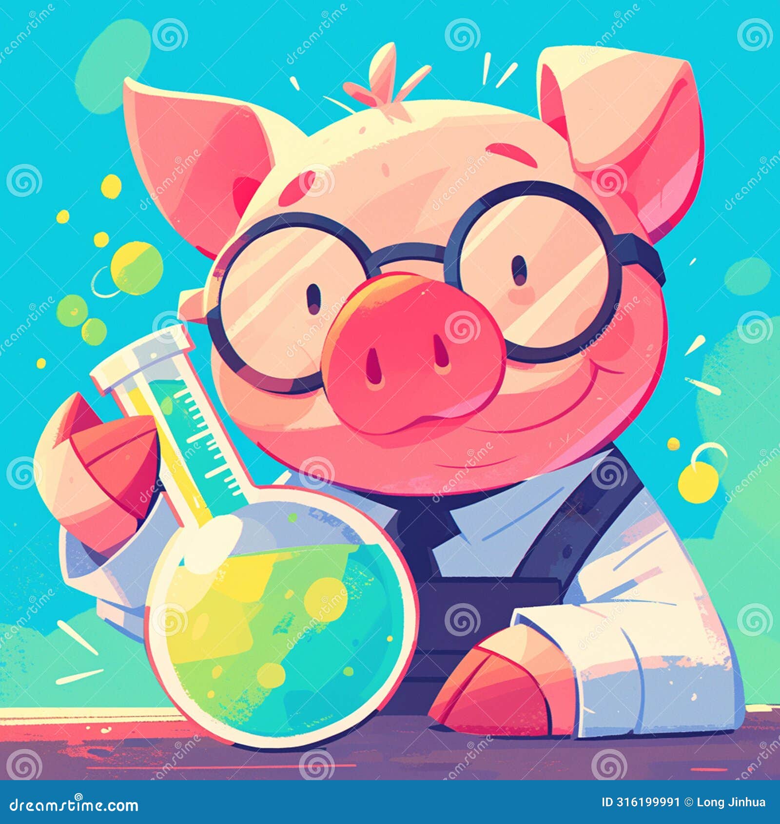 A Hardworking Pig Scientist Cartoon Style | CartoonDealer.com #316199991