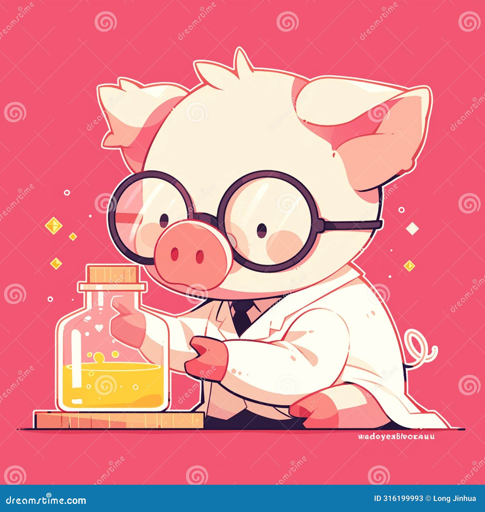 A Hardworking Pig Scientist Cartoon Style Stock Vector - Illustration ...