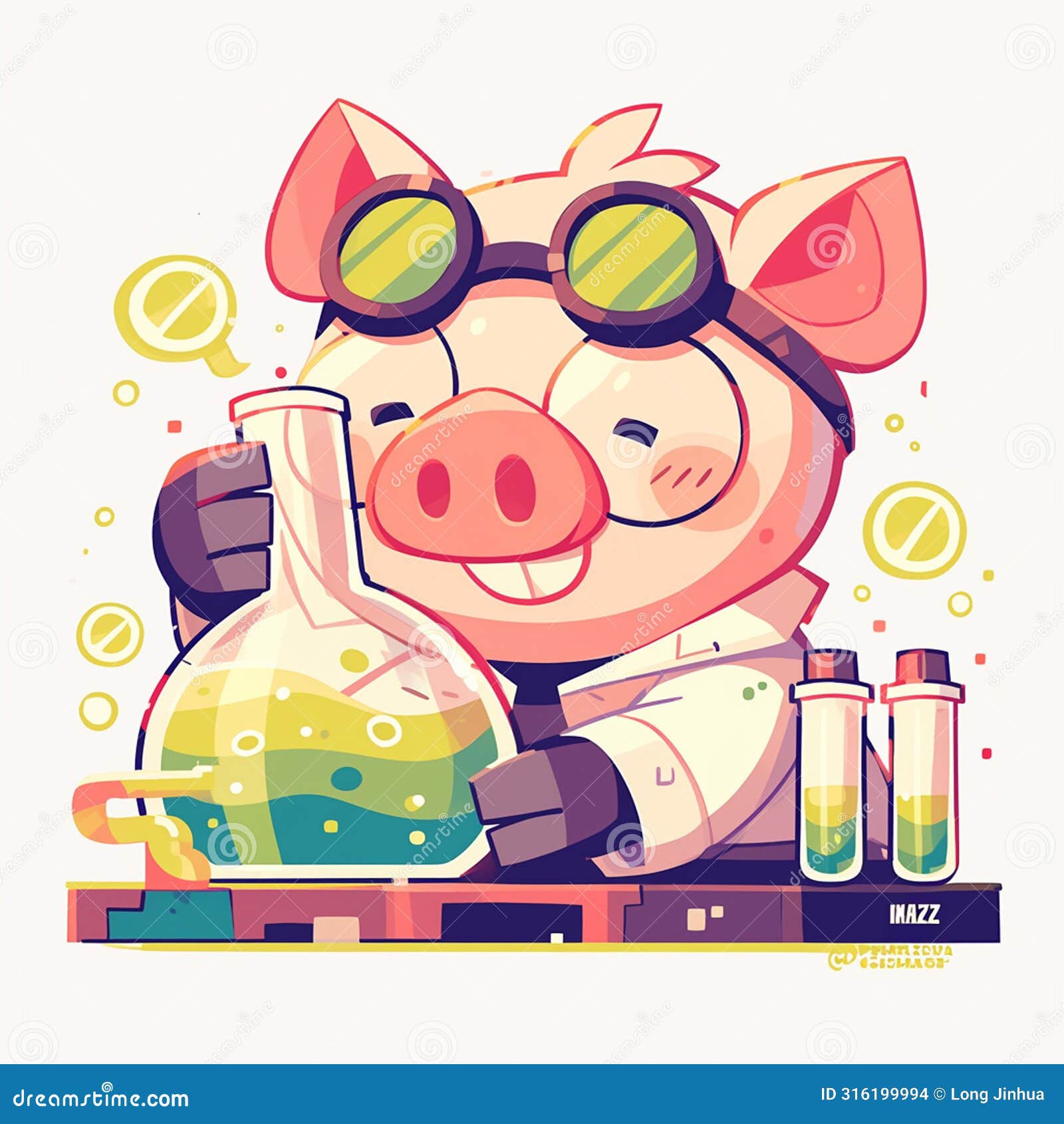 A Hardworking Pig Scientist Cartoon Style Stock Vector - Illustration ...