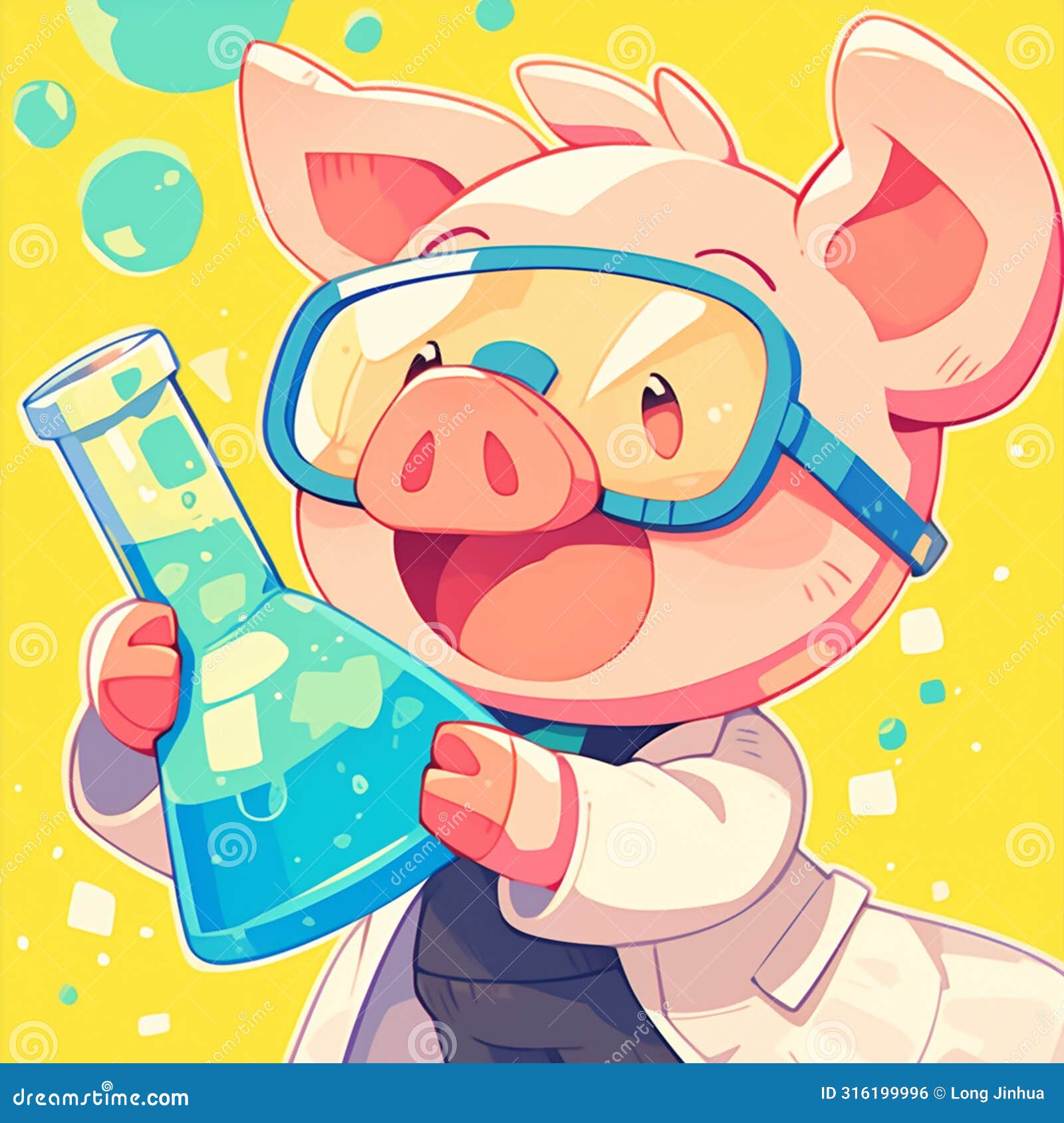 A Hardworking Pig Scientist Cartoon Style Stock Vector - Illustration ...
