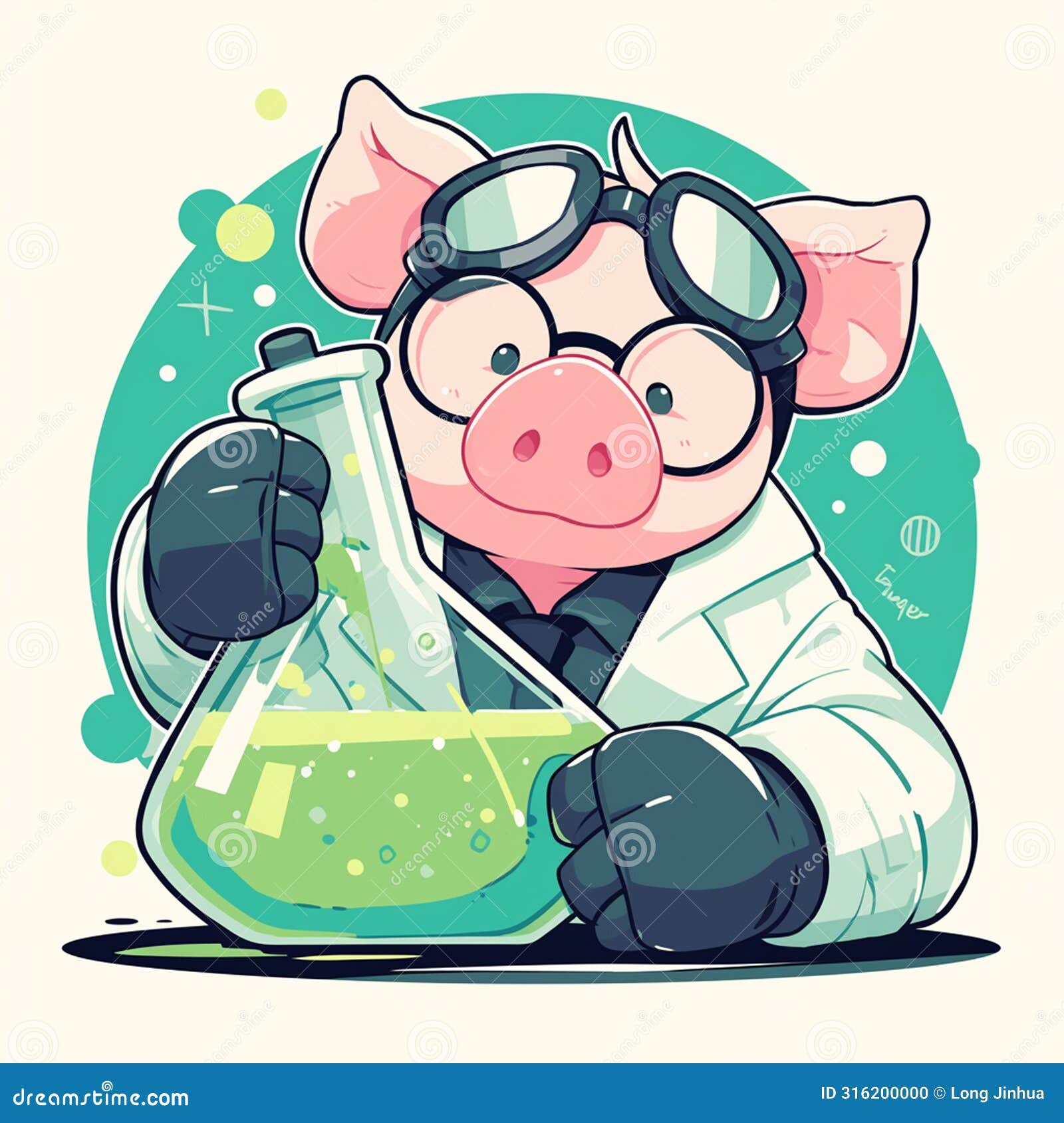 A Hardworking Pig Scientist Cartoon Style Stock Vector - Illustration ...