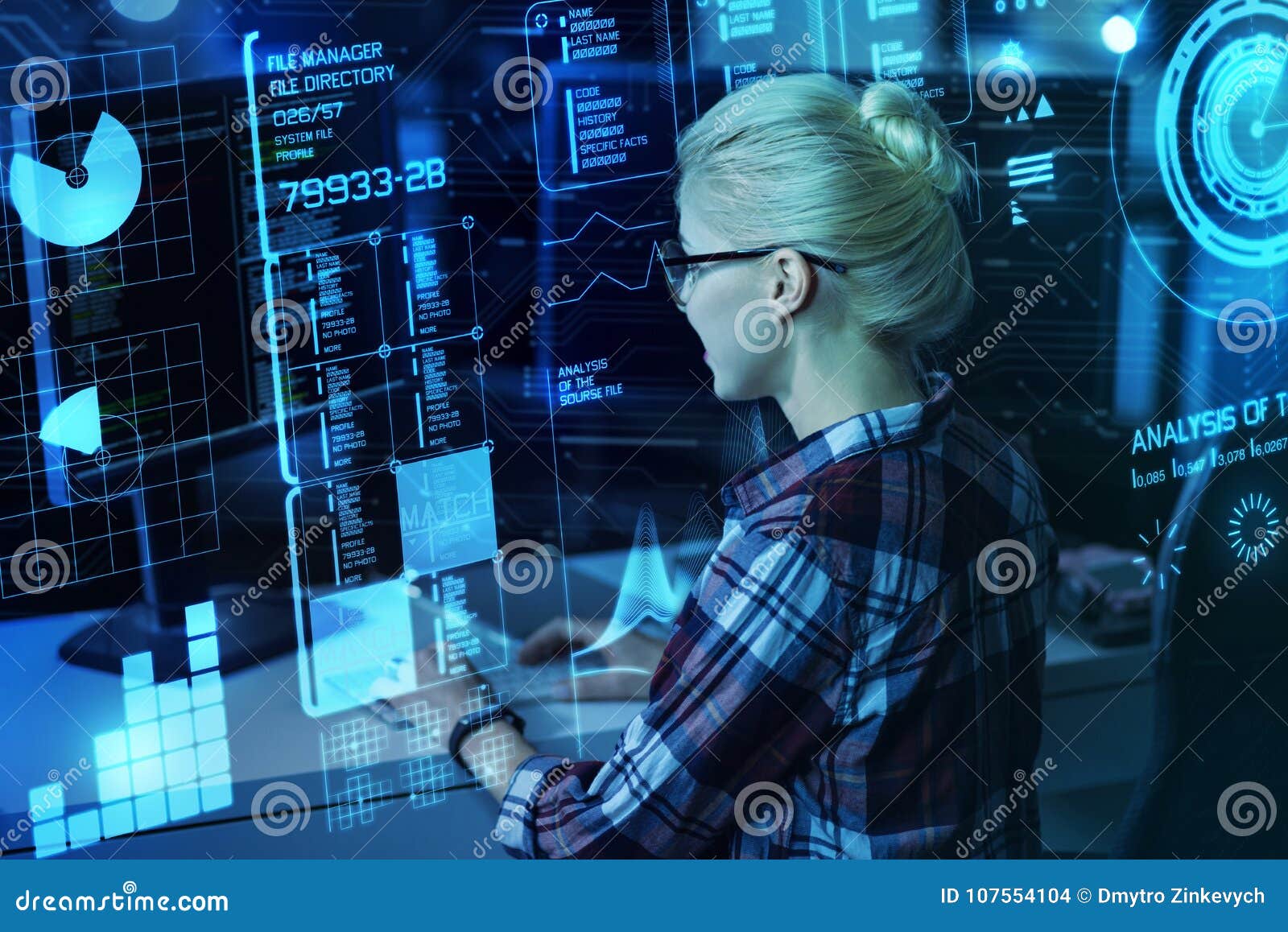 Hardworking Programmer Analyzing the Statistics of Cyber Attacks Stock ...