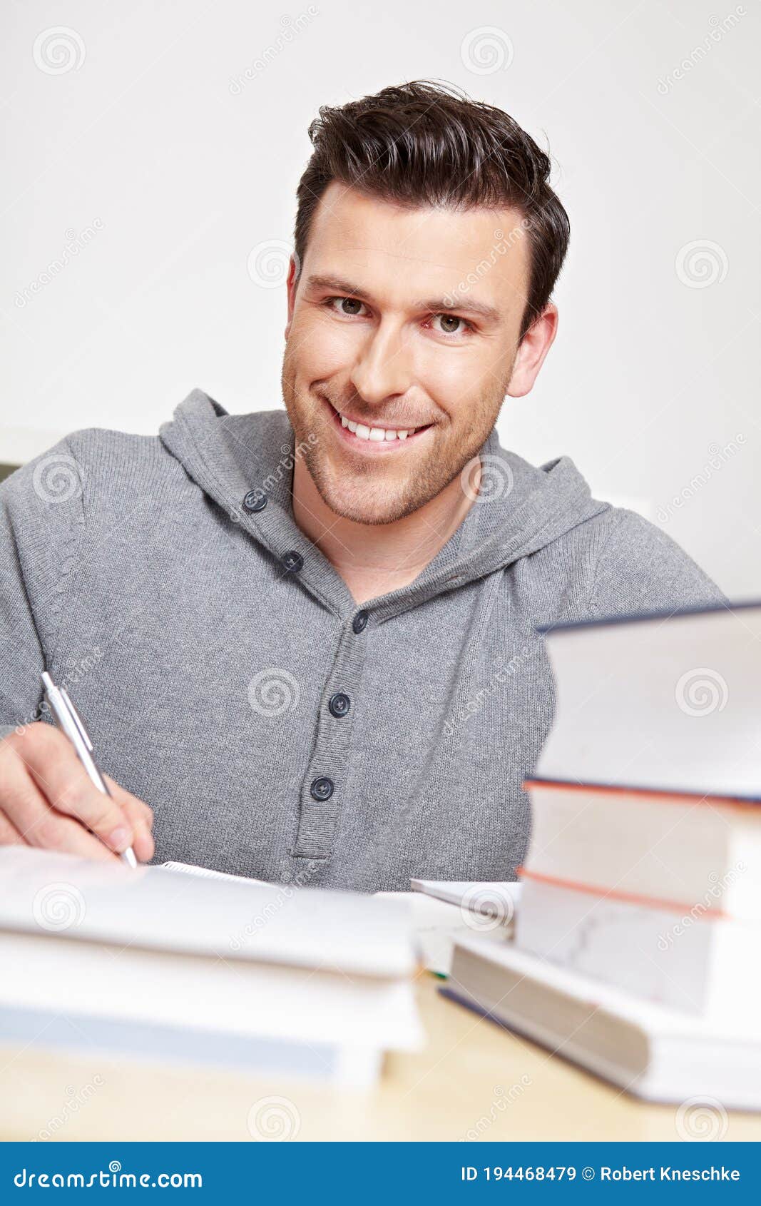Hardworking Student Learning Stock Image - Image of read, caucasian ...