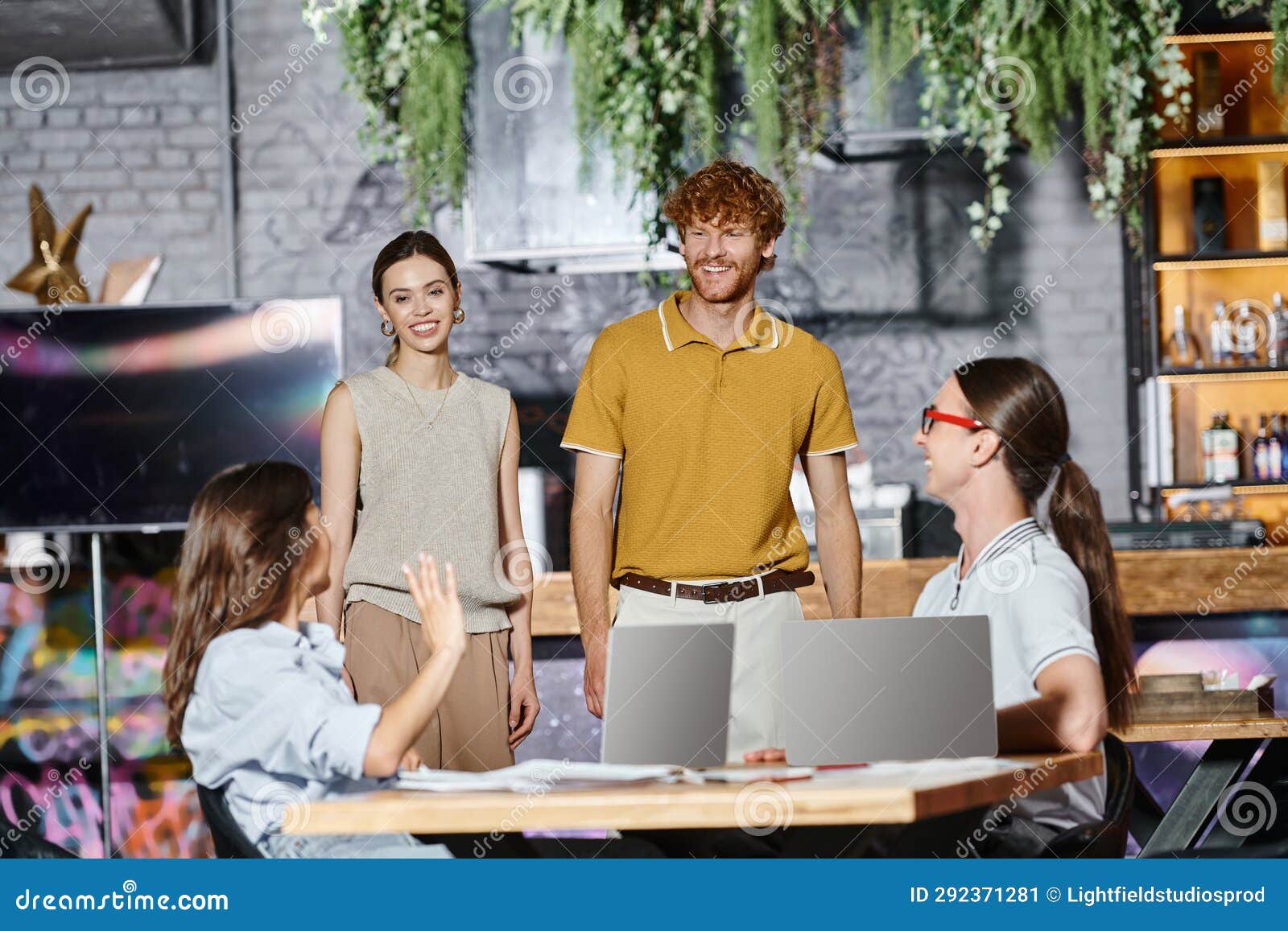 Hardworking Team Talking To Each Other Stock Image - Image of workplace ...