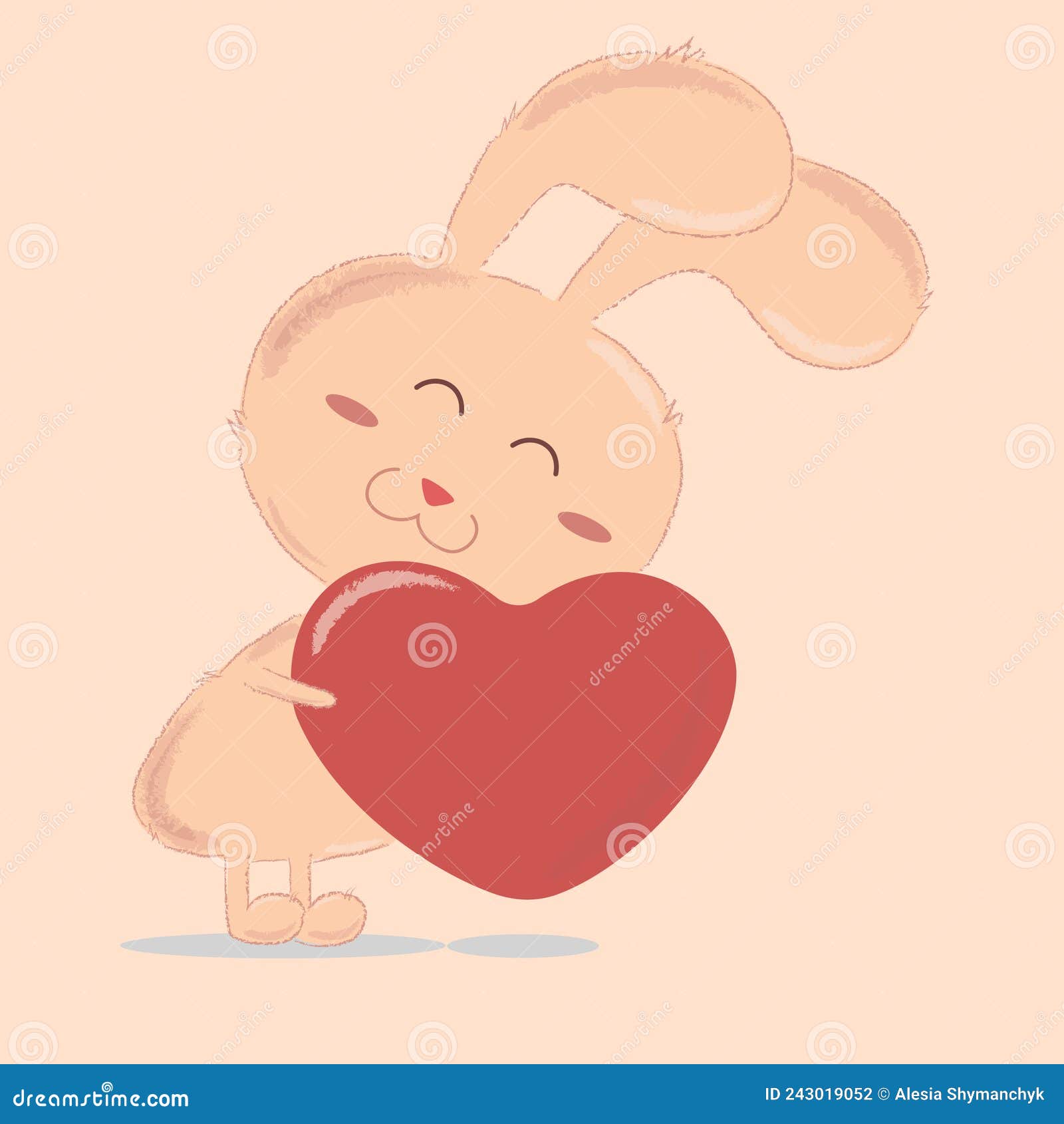 Cute bunny with a heart stock vector. Illustration of cute - 243019052
