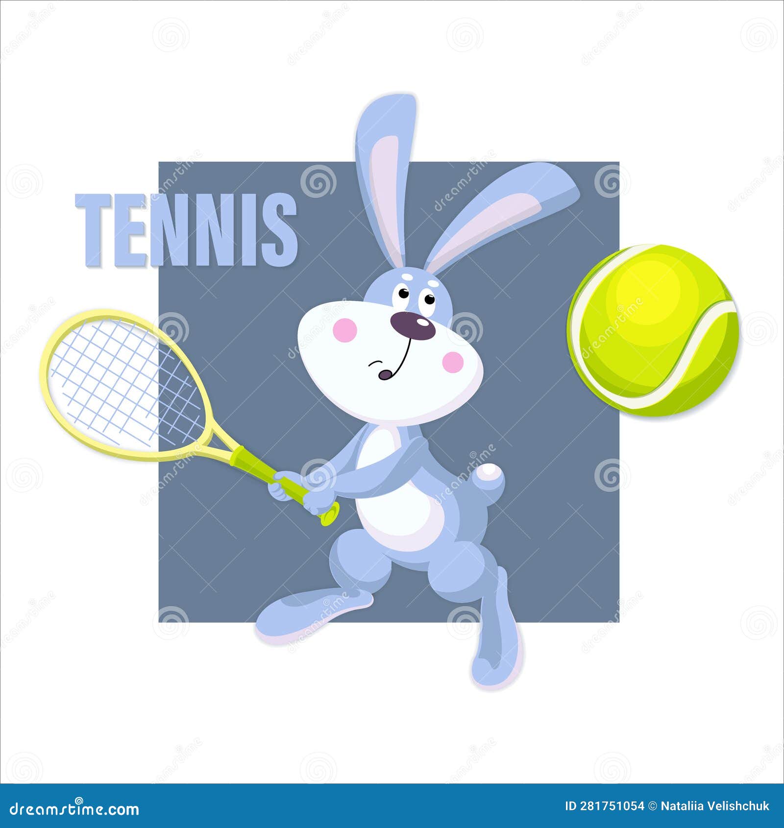 Hare Bunny Tennis Player Vector Rabbit With A Racket And Tennis Ball