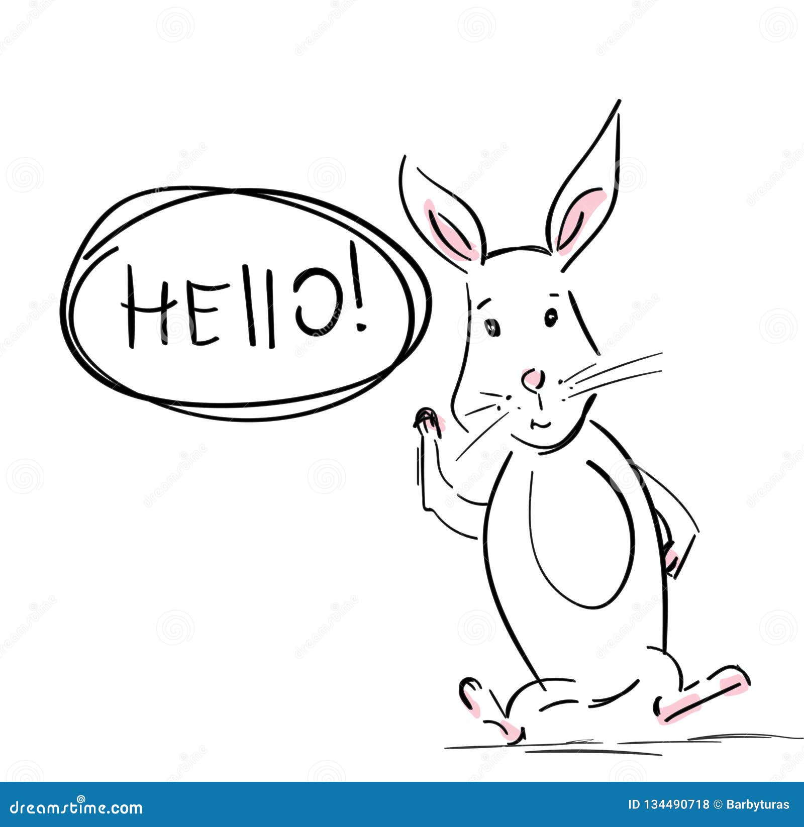 Hare. Cool Rabbit with Talk Bubble and Hand Drawn Speech Stock ...