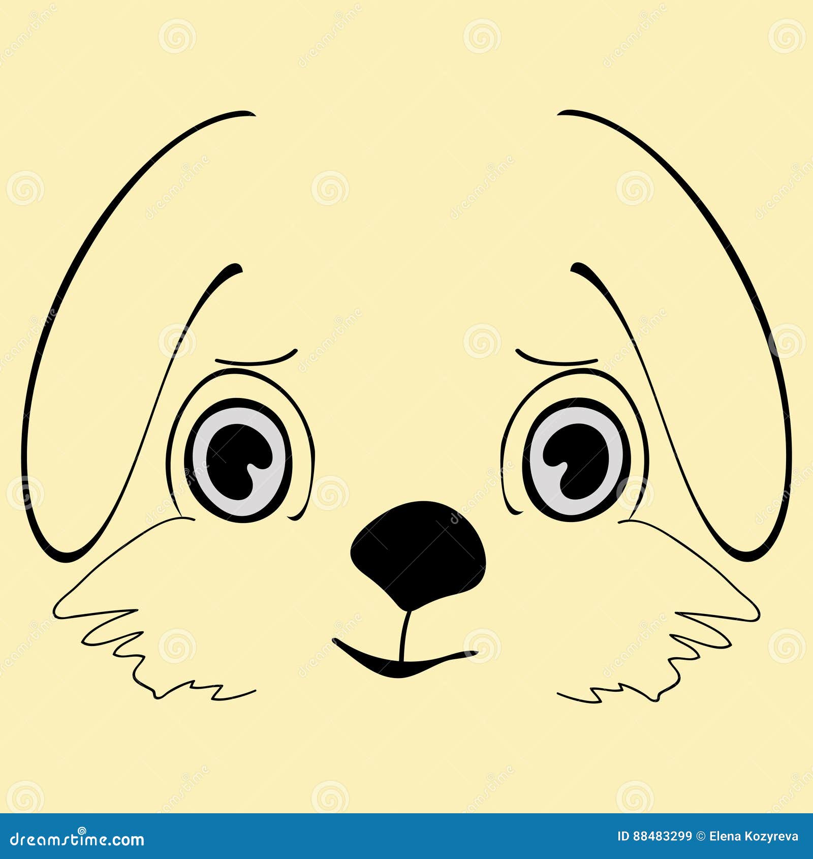 Hare Cute Funny Cartoon Head Stock Vector - Illustration of isolated ...