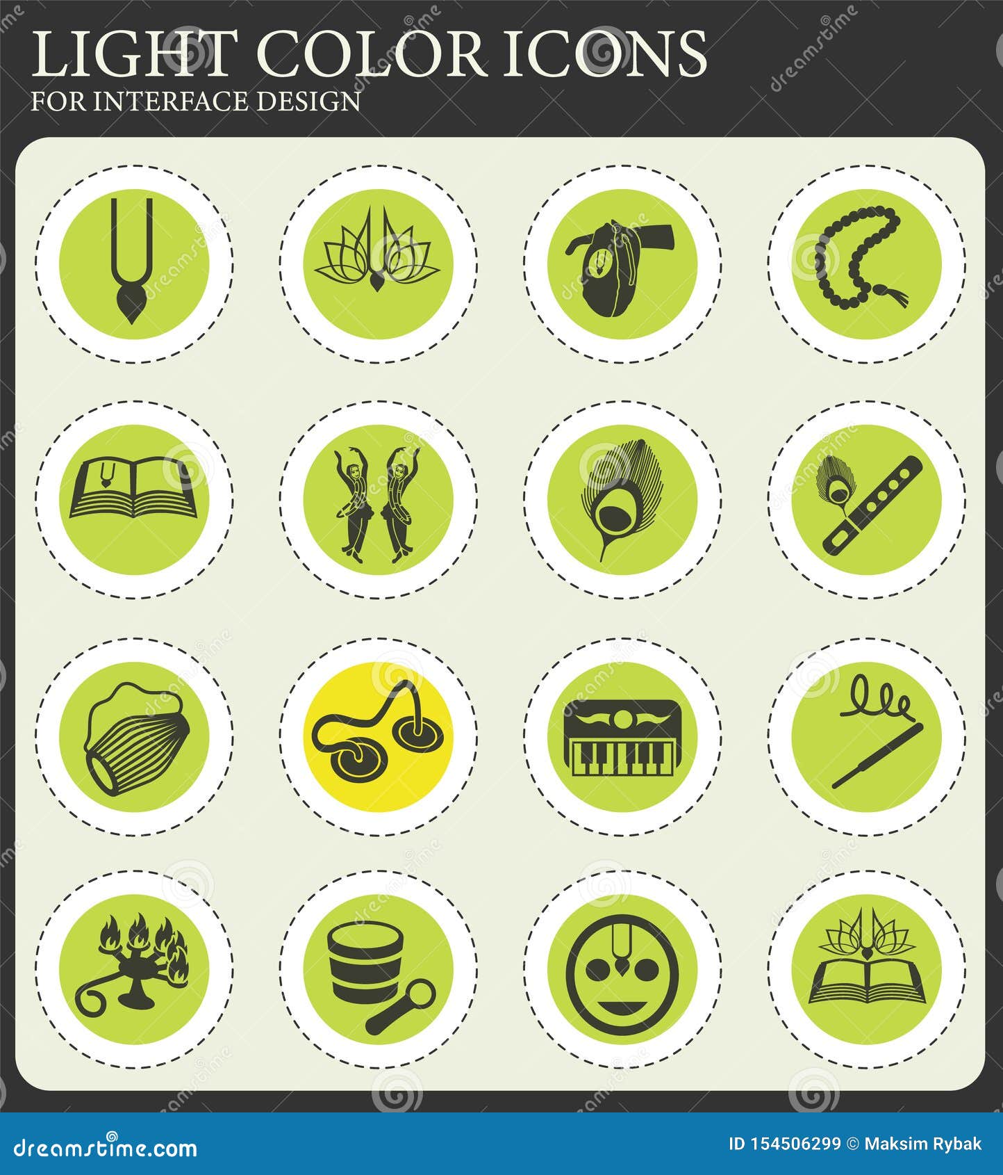 Hare krishna icon set stock vector. Illustration of incense - 154506299