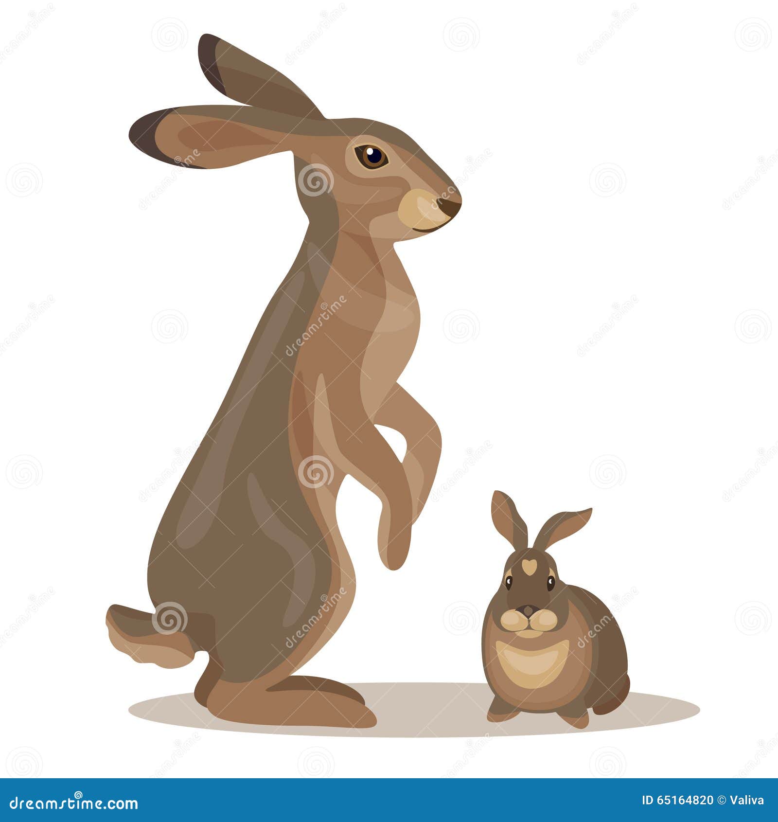 Hare with little leveret. stock vector. Illustration of decor - 65164820