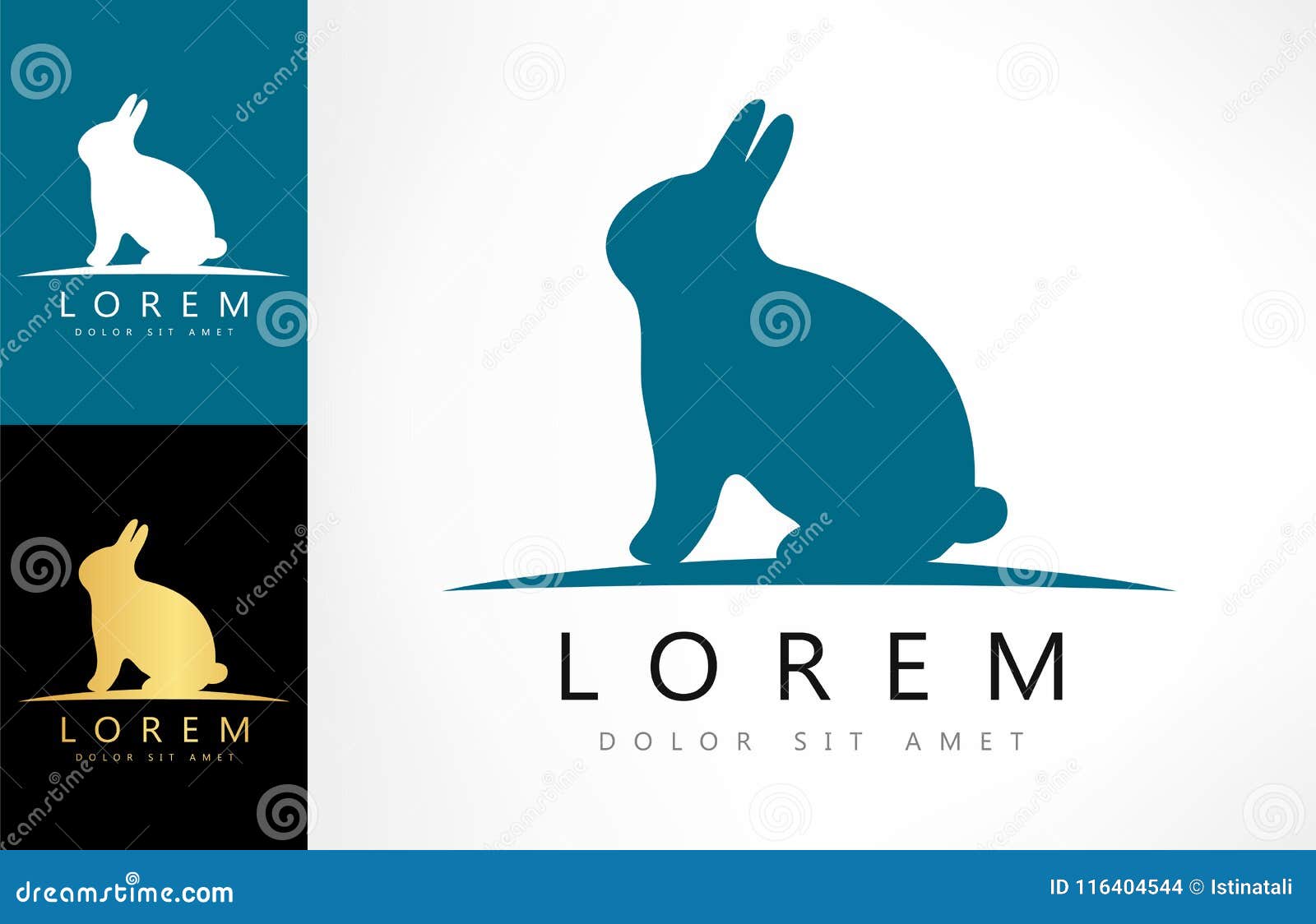 Hare Logo Design, Blue Label, Badge Or Emblem With Head Of Rabbit ...