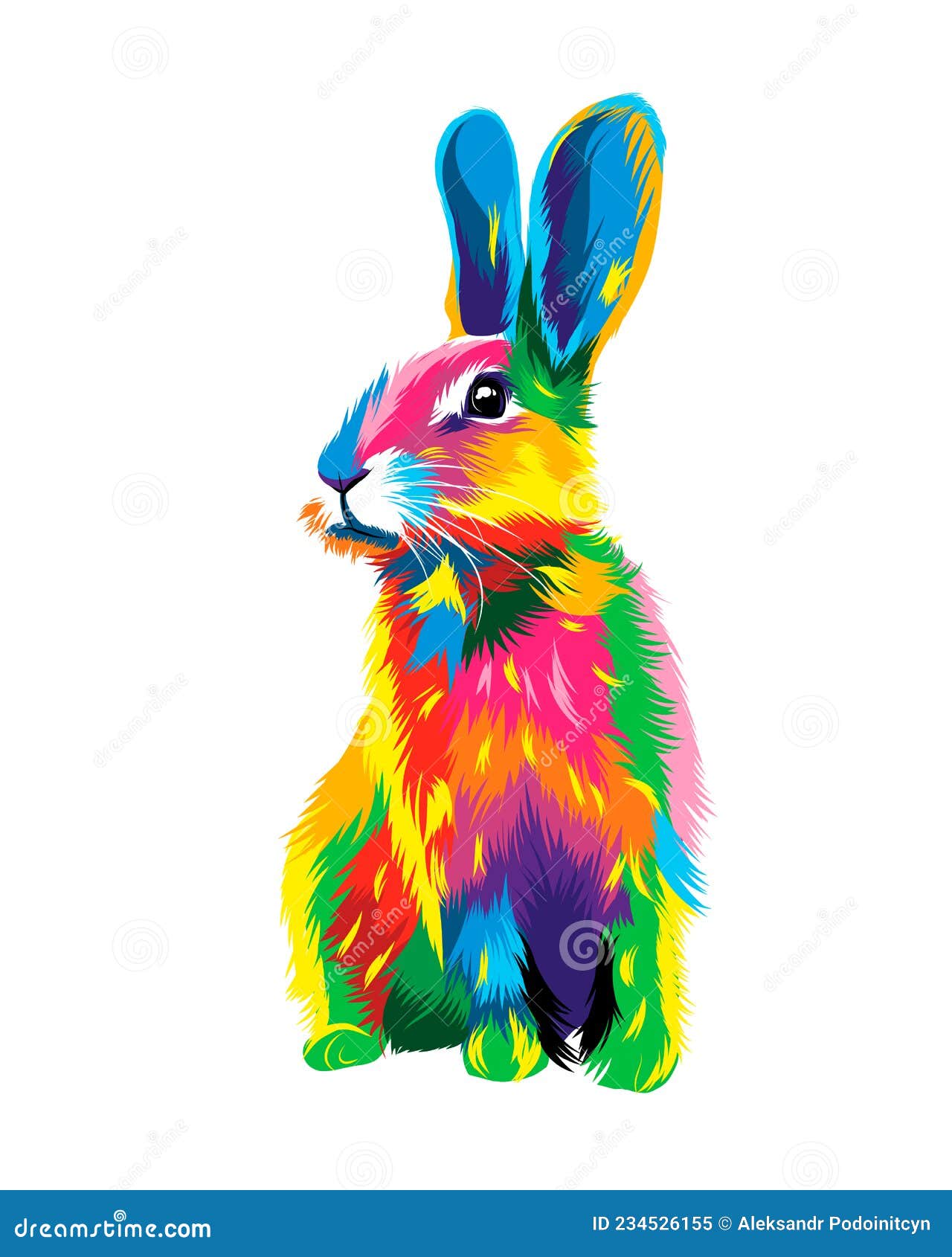 Hare, Rabbit from Multicolored Paints. Splash of Watercolor, Colored ...