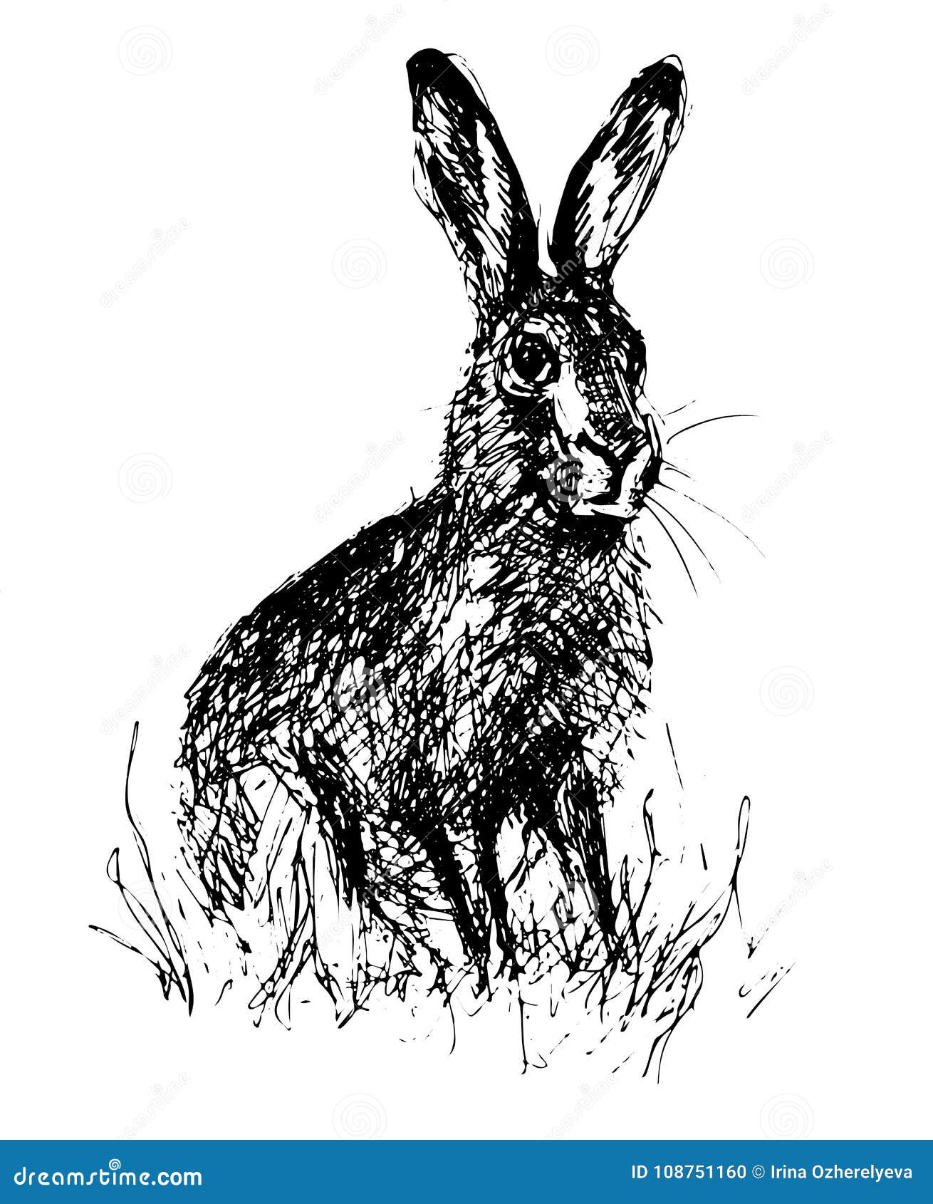 Hare stock vector. Illustration of sitting, symbol, realistic - 108751160