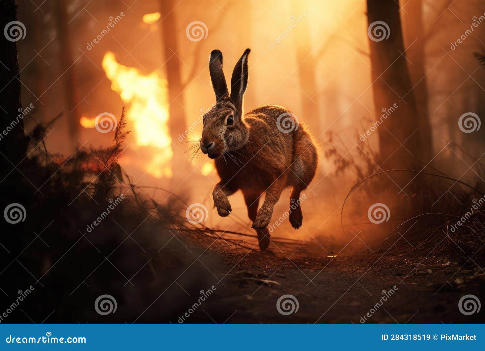 Scared Hare Character Running Away From Someone, Cartoon Illustration ...