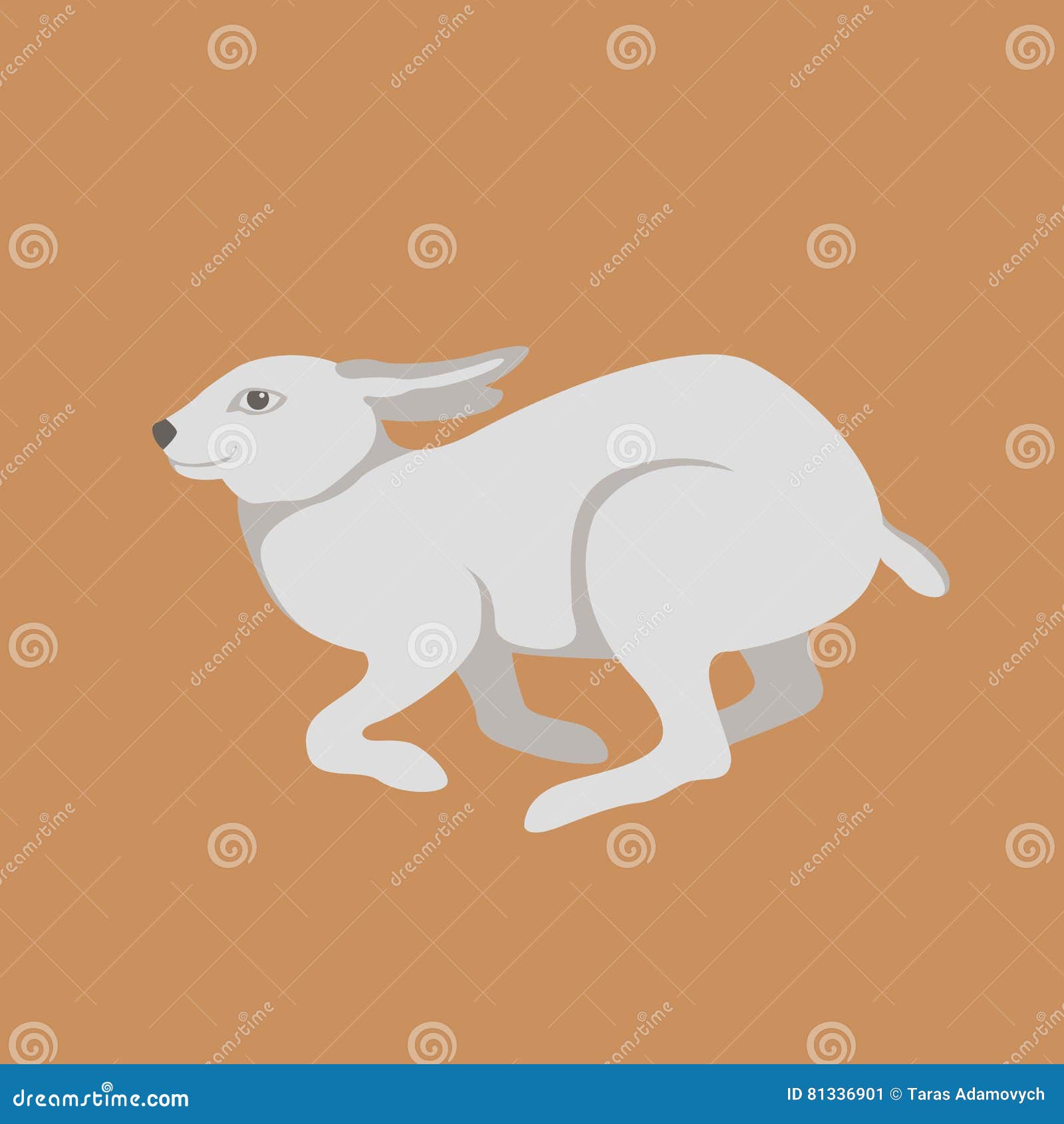 Hare Runs Vector Illustration Style Flat Stock Vector - Illustration of ...