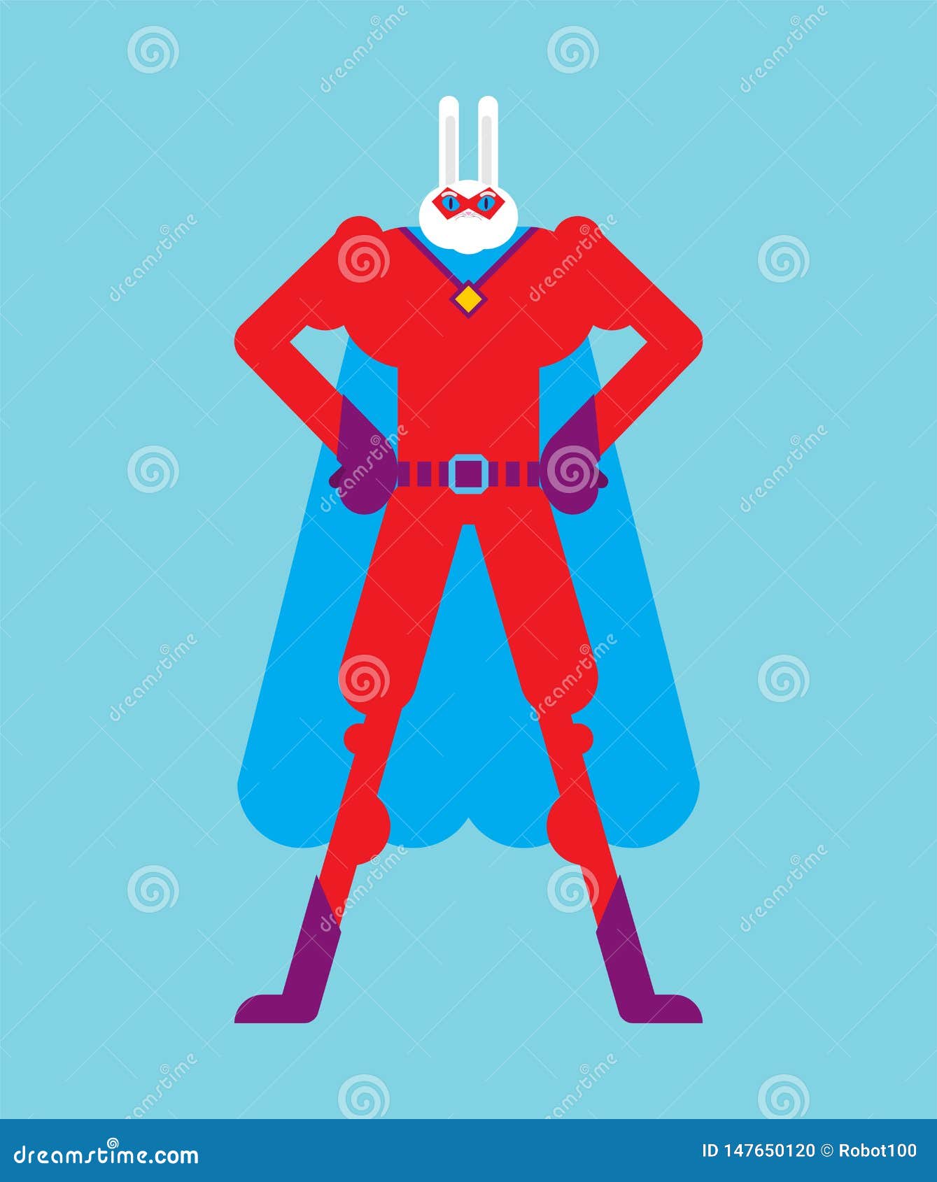 Hare Superhero. Super Rabbit in Mask and Raincoat Stock Vector ...