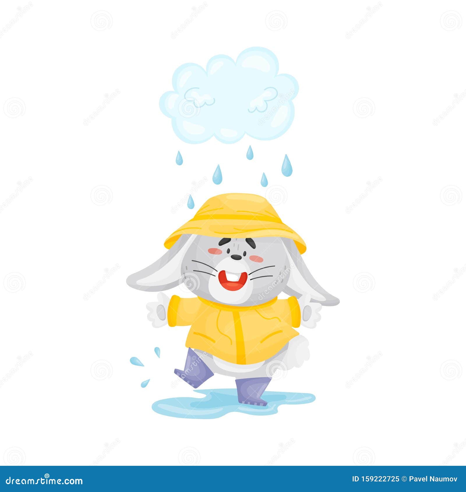 Rabbit is Standing in the Rain. Vector Illustration. Stock Vector ...