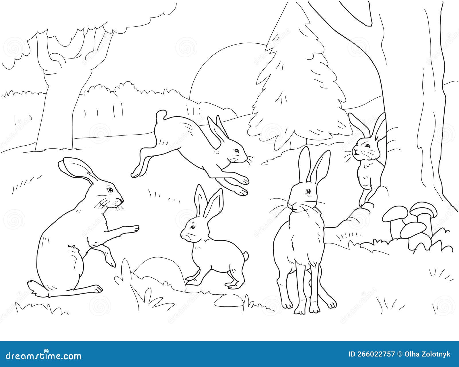 Hares - Animal Coloring Pages Stock Illustration - Illustration of ...