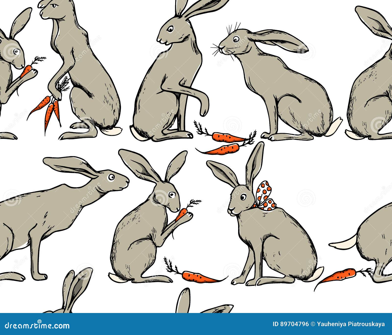 Hares seamless pattern stock vector. Illustration of character - 89704796