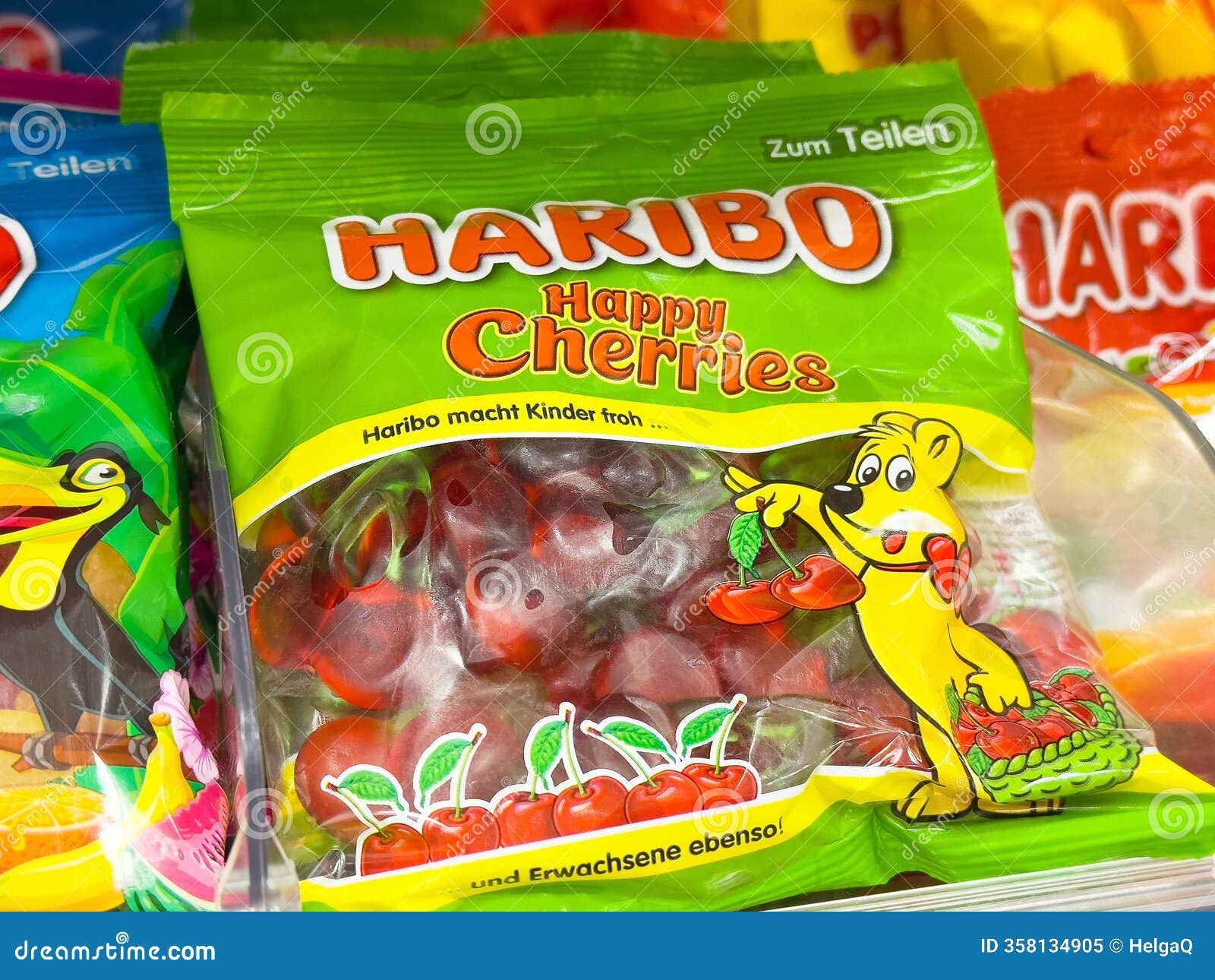 Haribo Happy Cherries Gummy Candy Pack with Cartoon Design Editorial ...