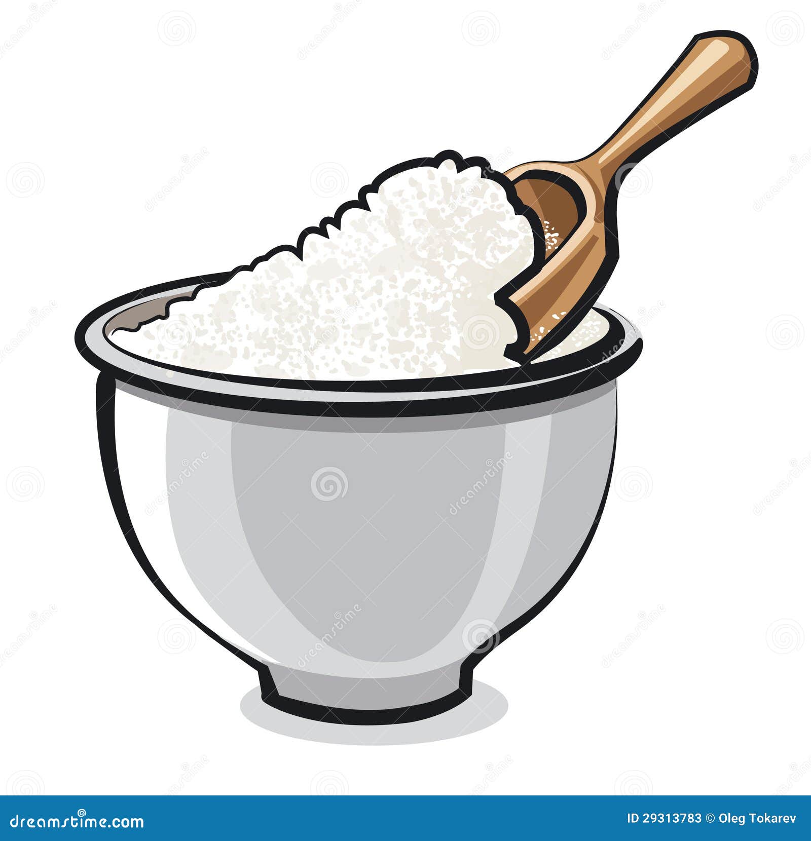 Harina en un cuenco stock de ilustración. Ilustración de ingrediente ...