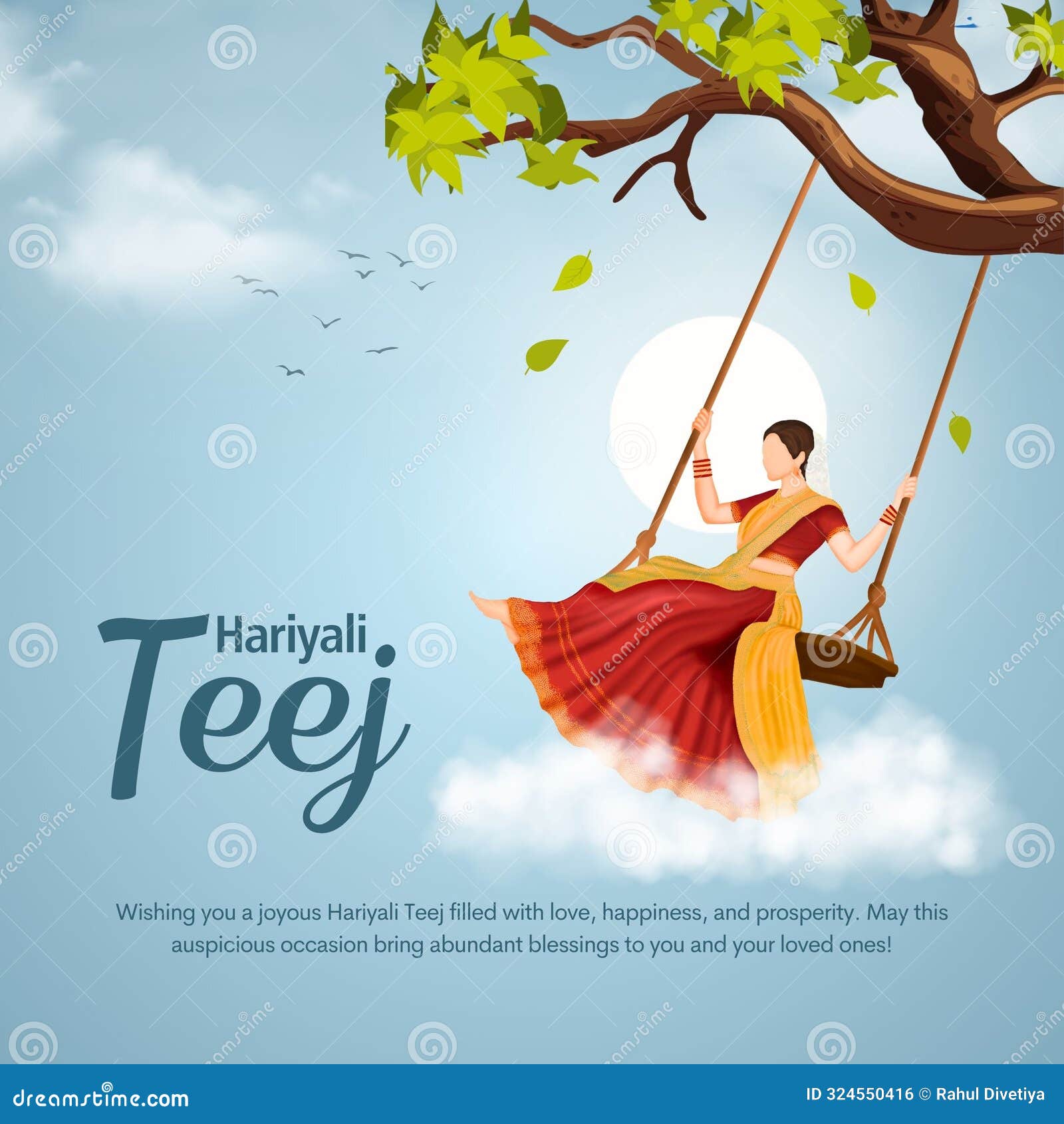 Creative Vector Illustration of Indian Festival Happy Haryali Teej and ...