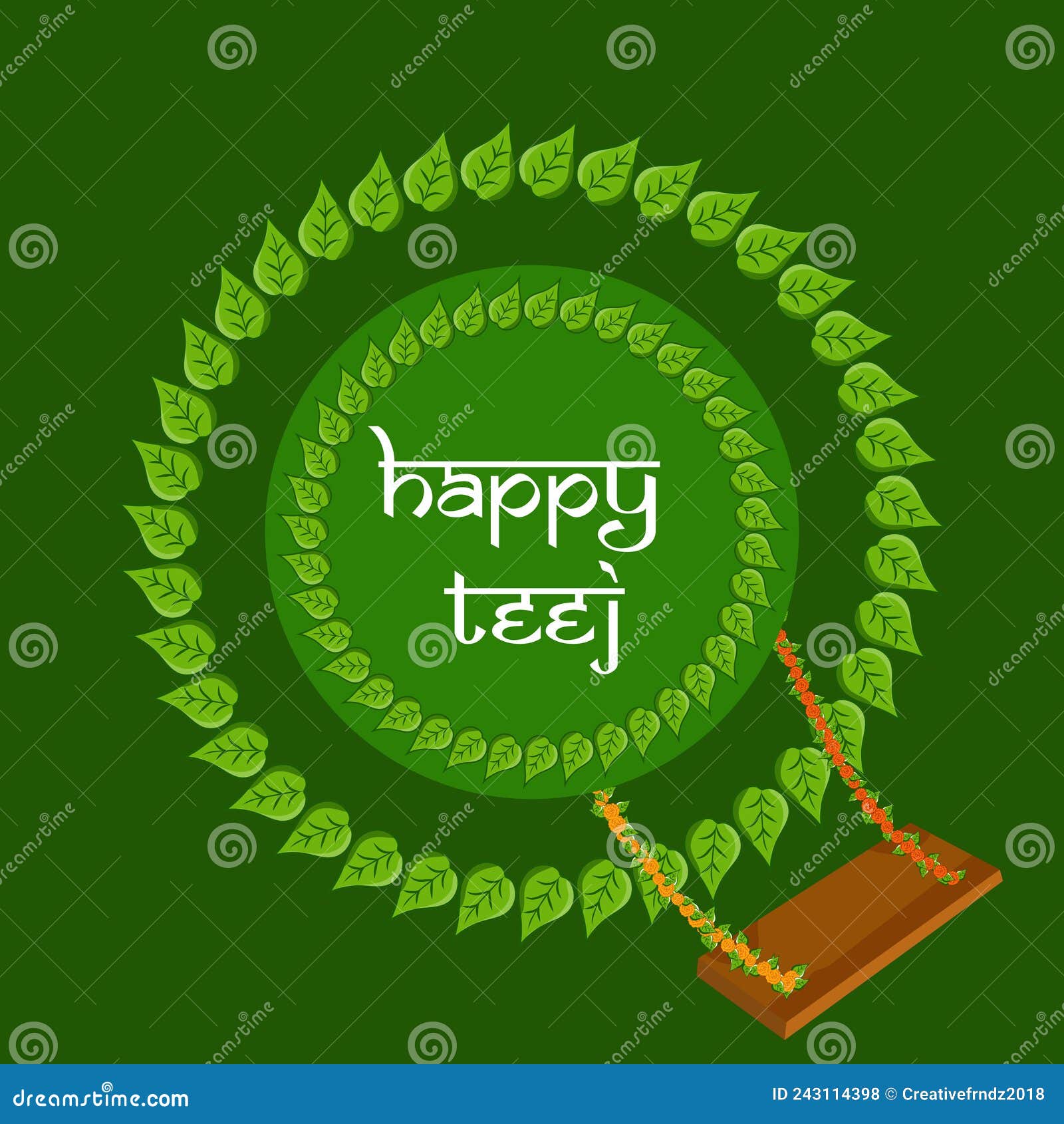 Hariyali Teej Hindu Festival Greeting Card Design Stock Vector ...