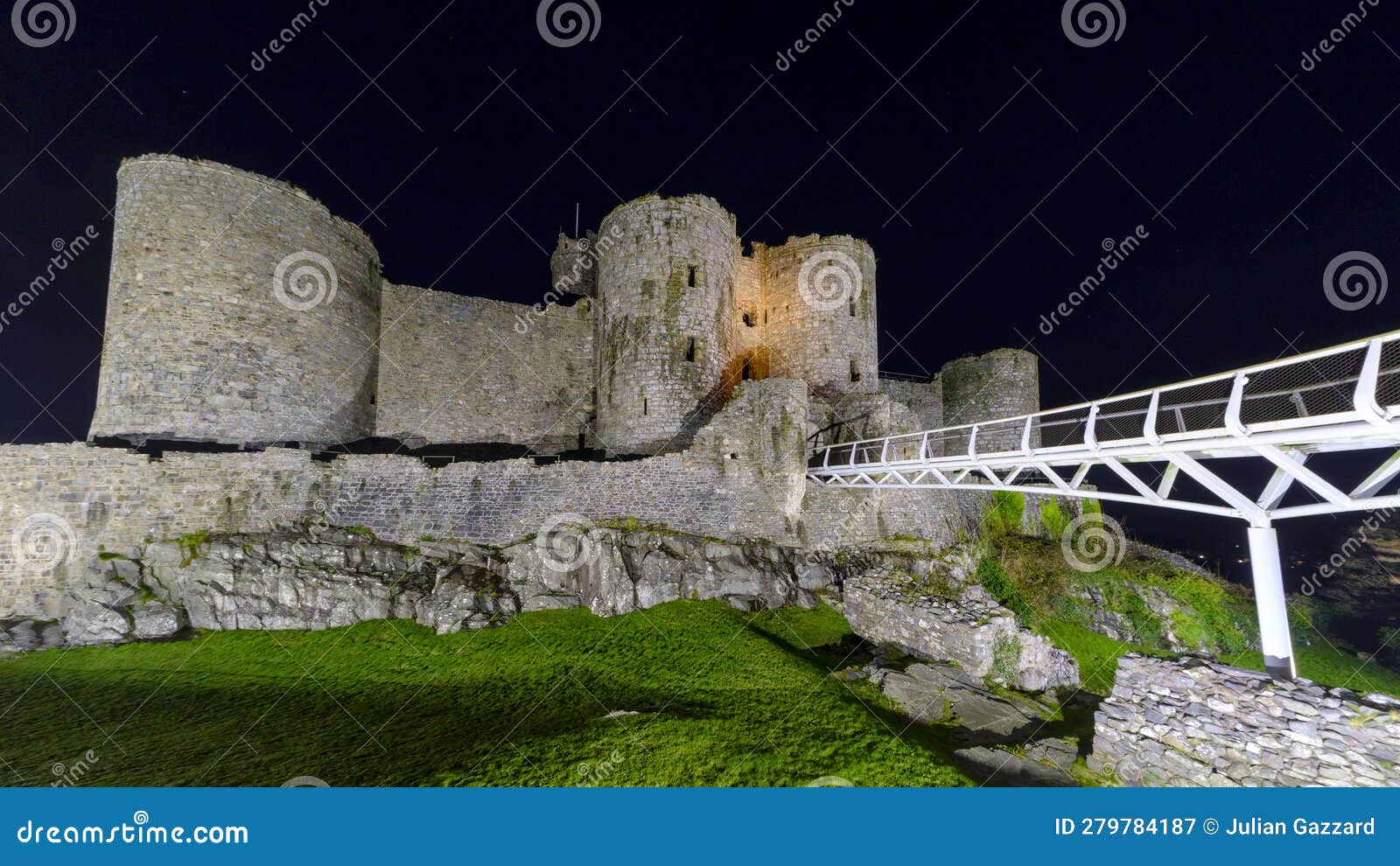 Harlech Castle at Night, Wales Stock Image - Image of beach, historic ...