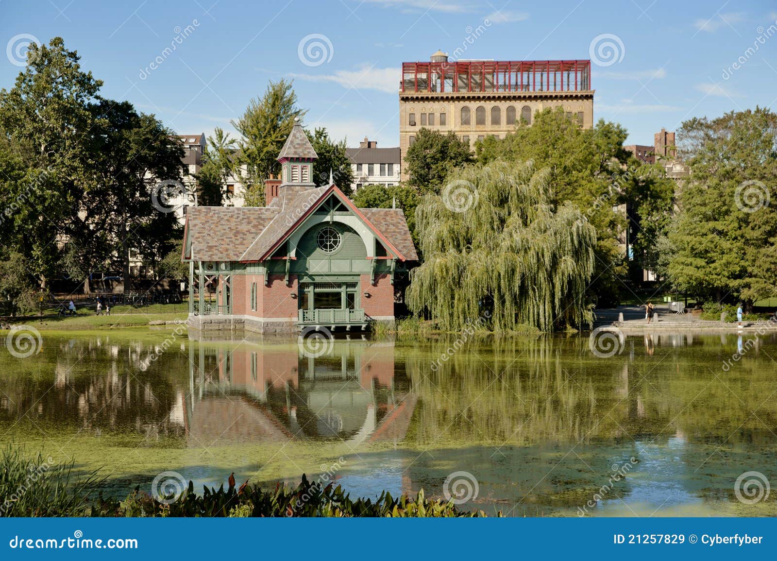 Harlem Meer within Central Park. Stock Image - Image of sunny, harlem ...