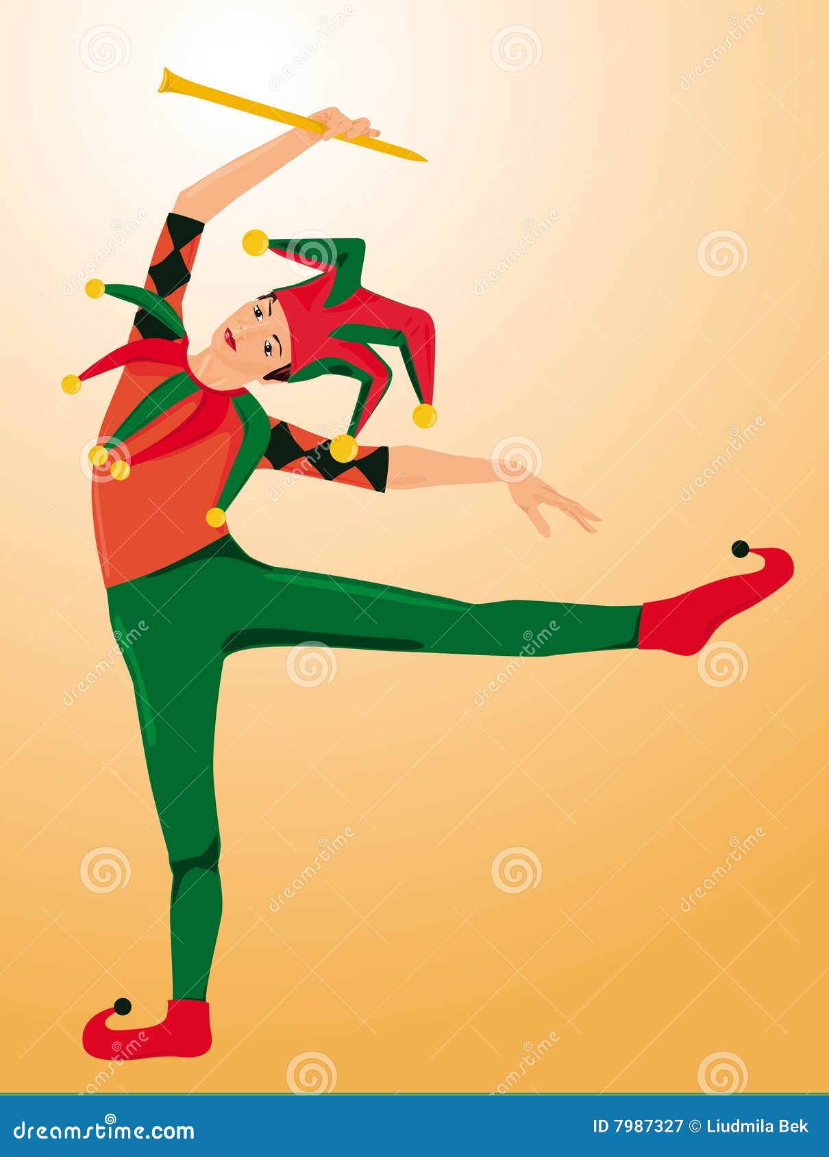 Harlequin stock vector. Illustration of stage, italian - 7987327