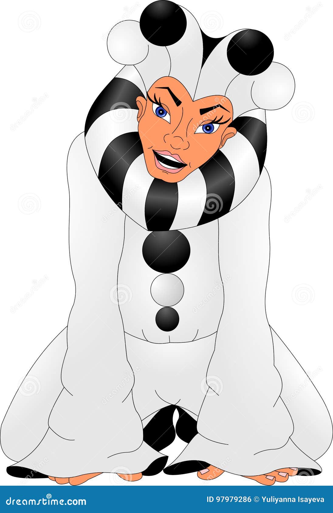 Harlequin stock vector. Illustration of laugh, character - 97979286