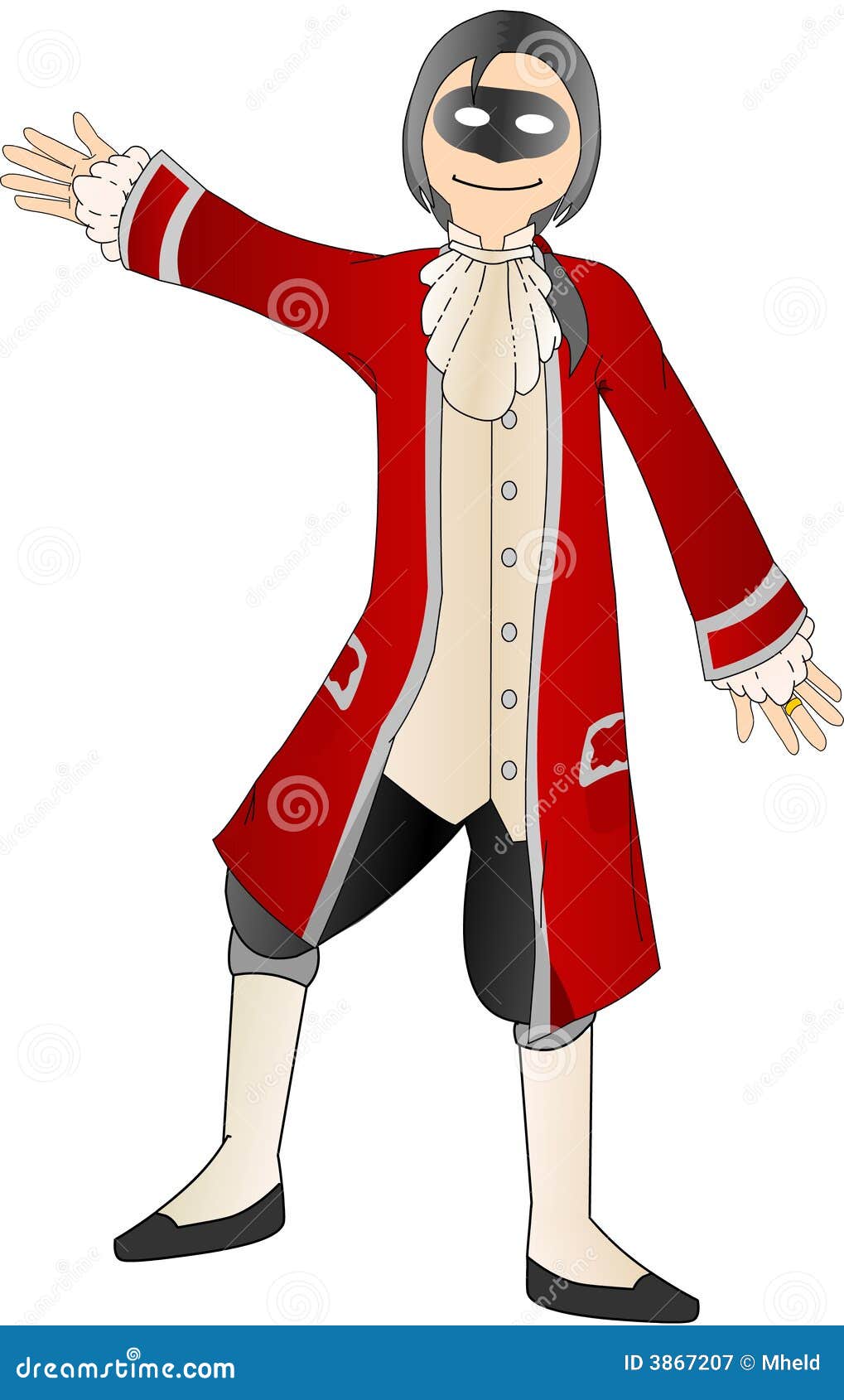 Harlequin Man in Red Coat stock vector. Illustration of smiling - 3867207