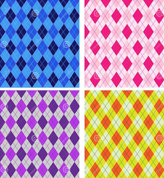 Harlequin Pattern Set Seamless Stock Illustration - Illustration of ...