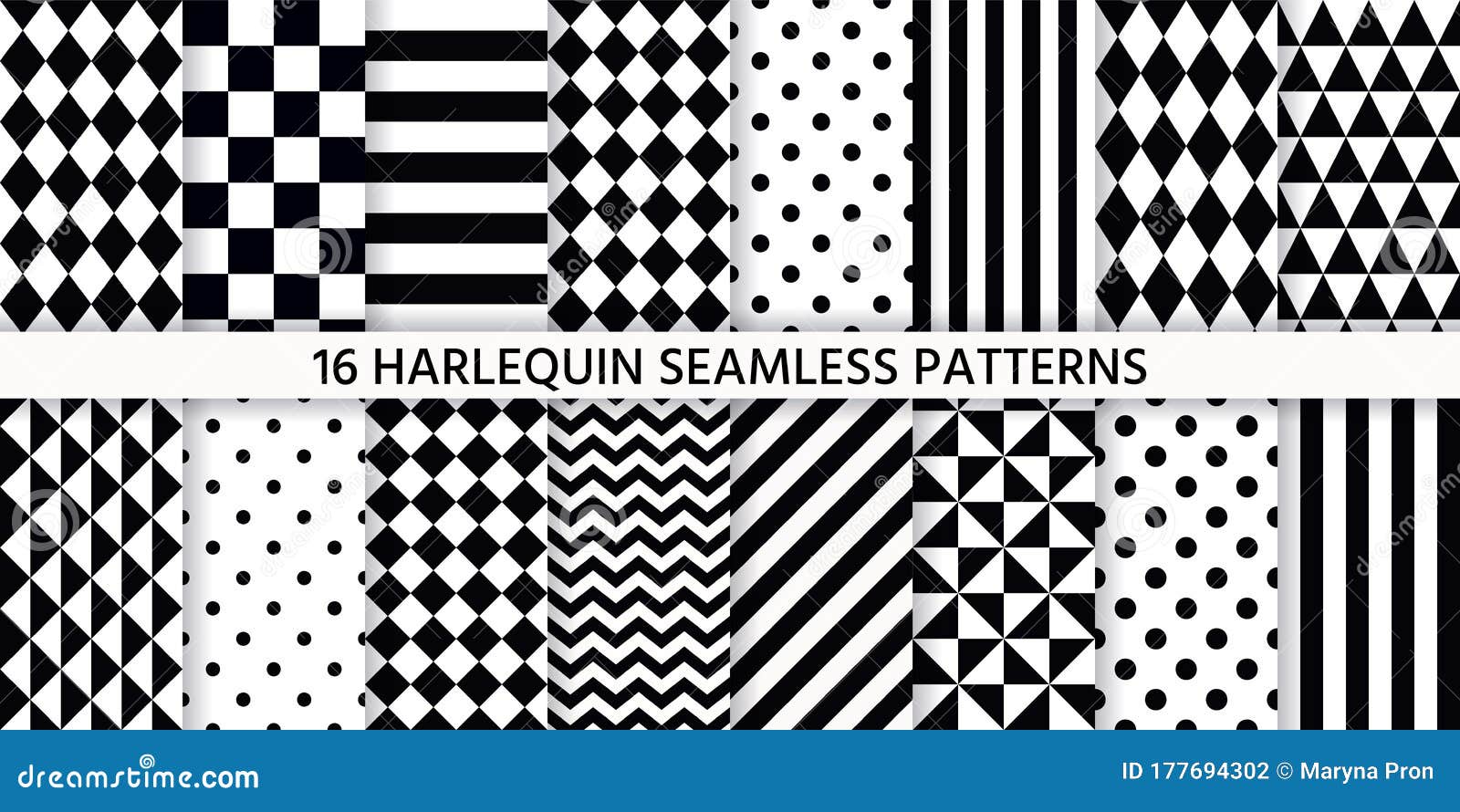 Harlequin Seamless Pattern. Vector Illustration. Black White Background ...