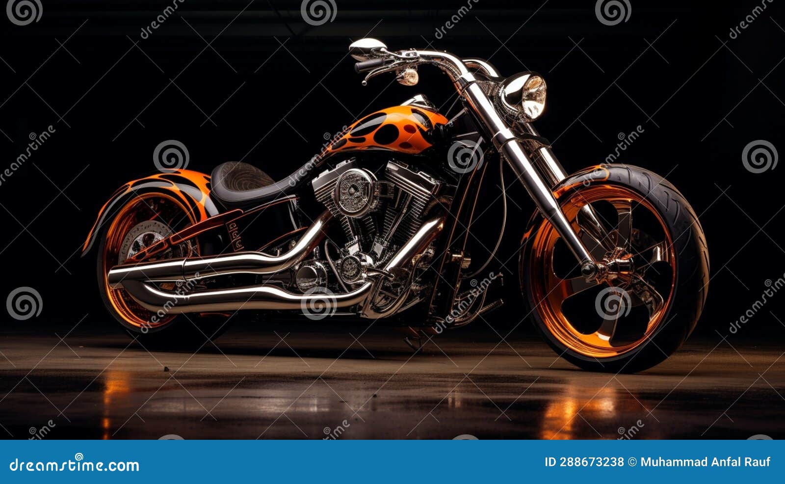 Harley Davidson Motorcycle with Cool Background 8k Stock Illustration ...