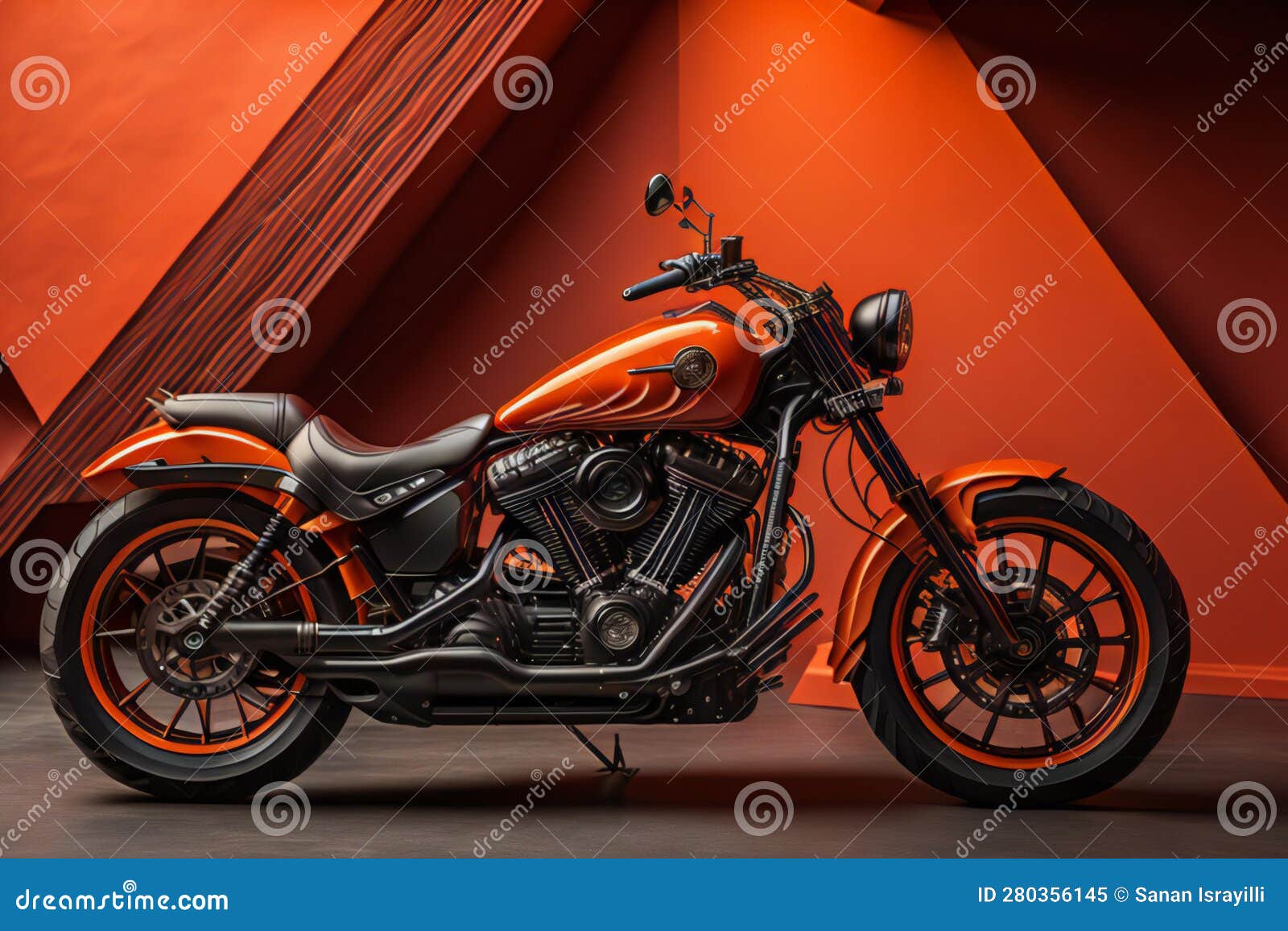 Harley-Davidson Motorcycle Parked in Studio. Generative Ai Stock ...