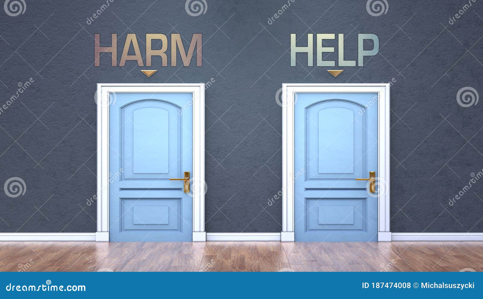 Harm And Help As Different Choices In Life - Pictured As Words Harm ...