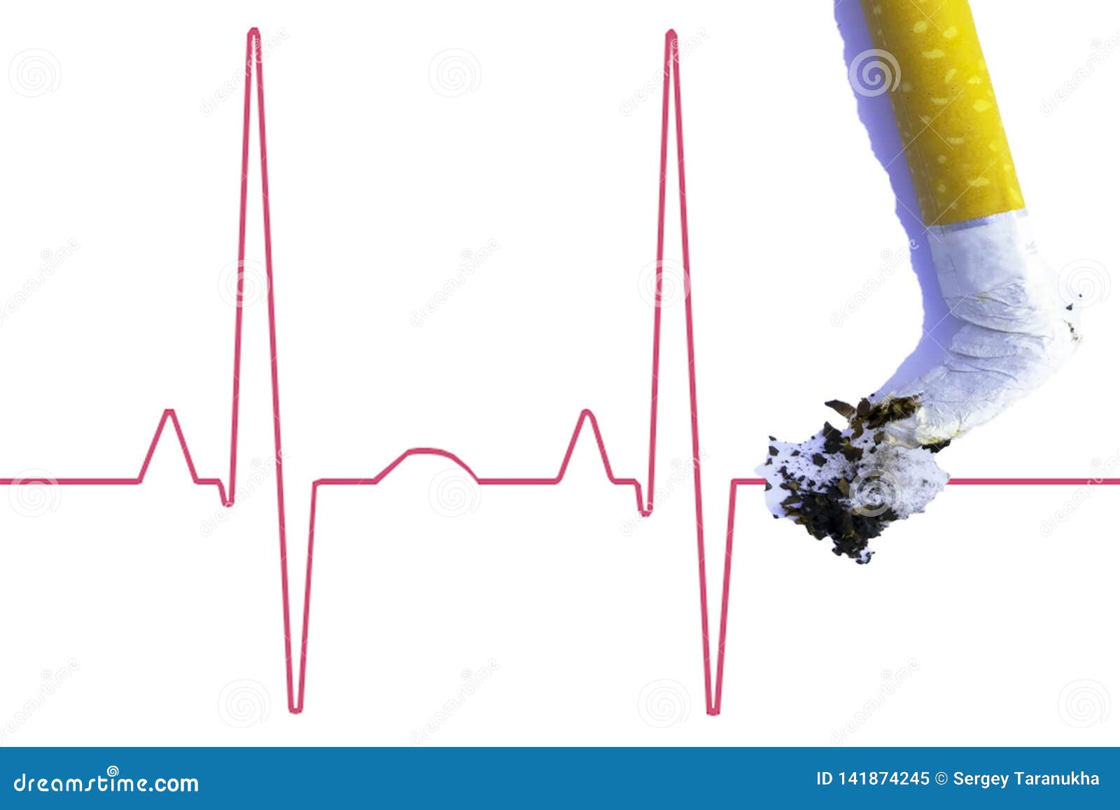 The Harm of Smoking, the Cigarette is Extinguished on Schematic Pattern ...