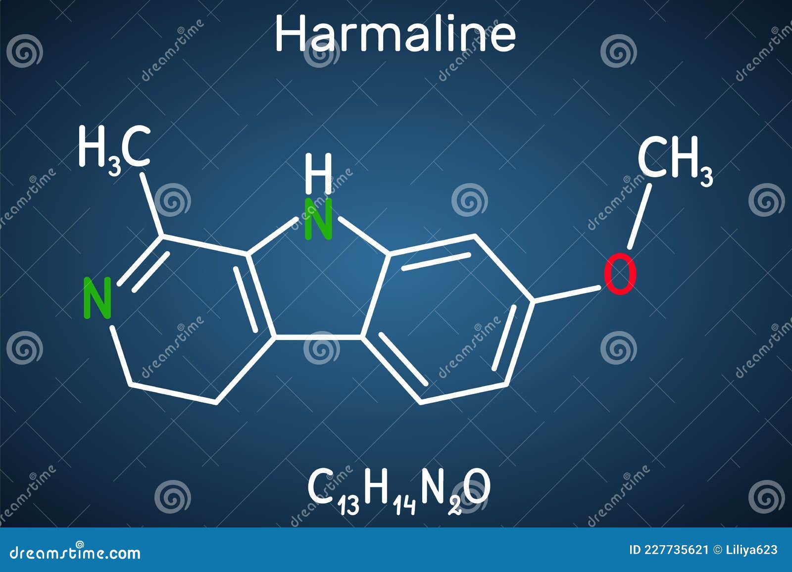 Harmaline Molecule. it is Fluorescent Indole Alkaloid Stock Vector ...