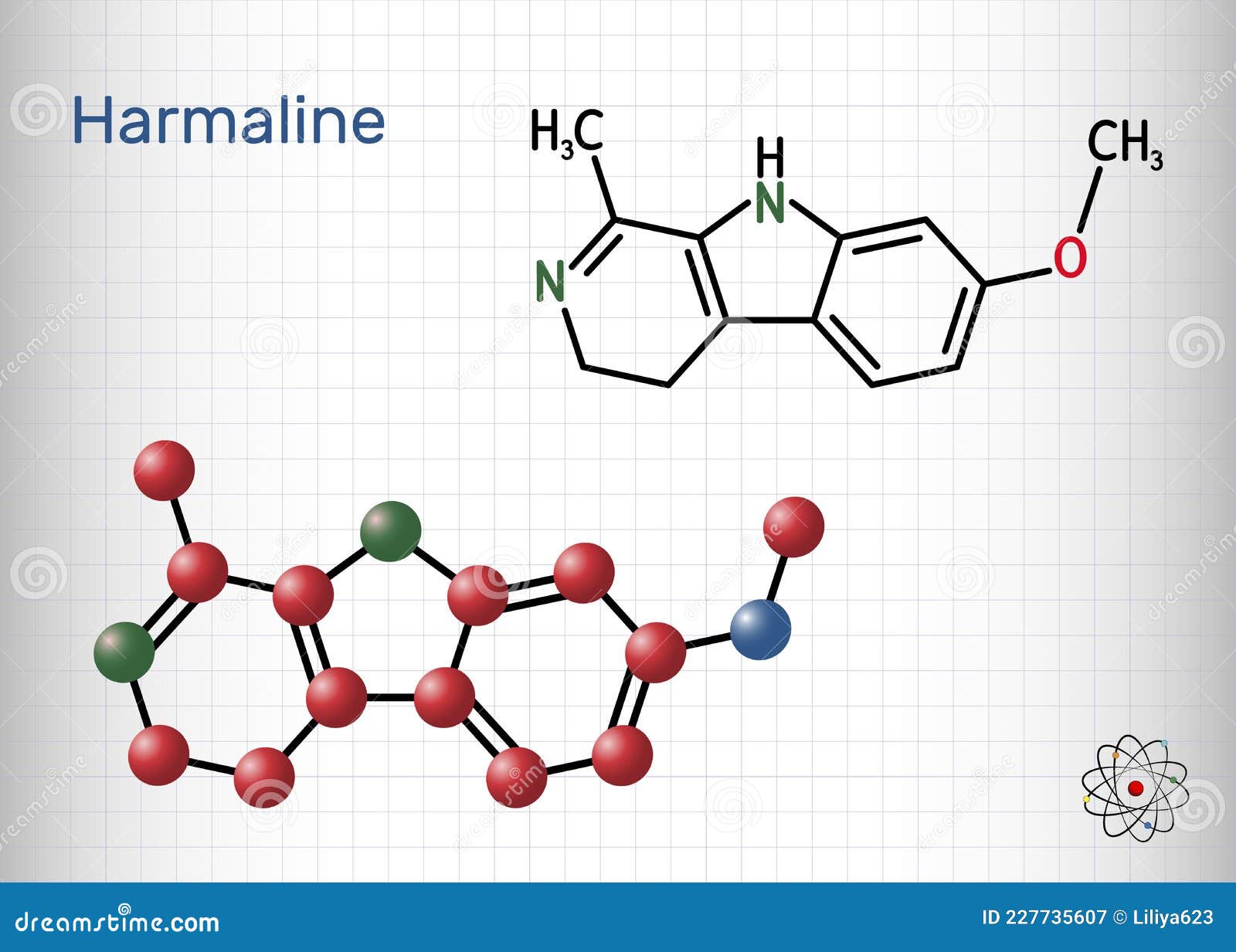 Harmaline Molecule, Molecular Structure, Fluorescent Indole Alkaloid ...