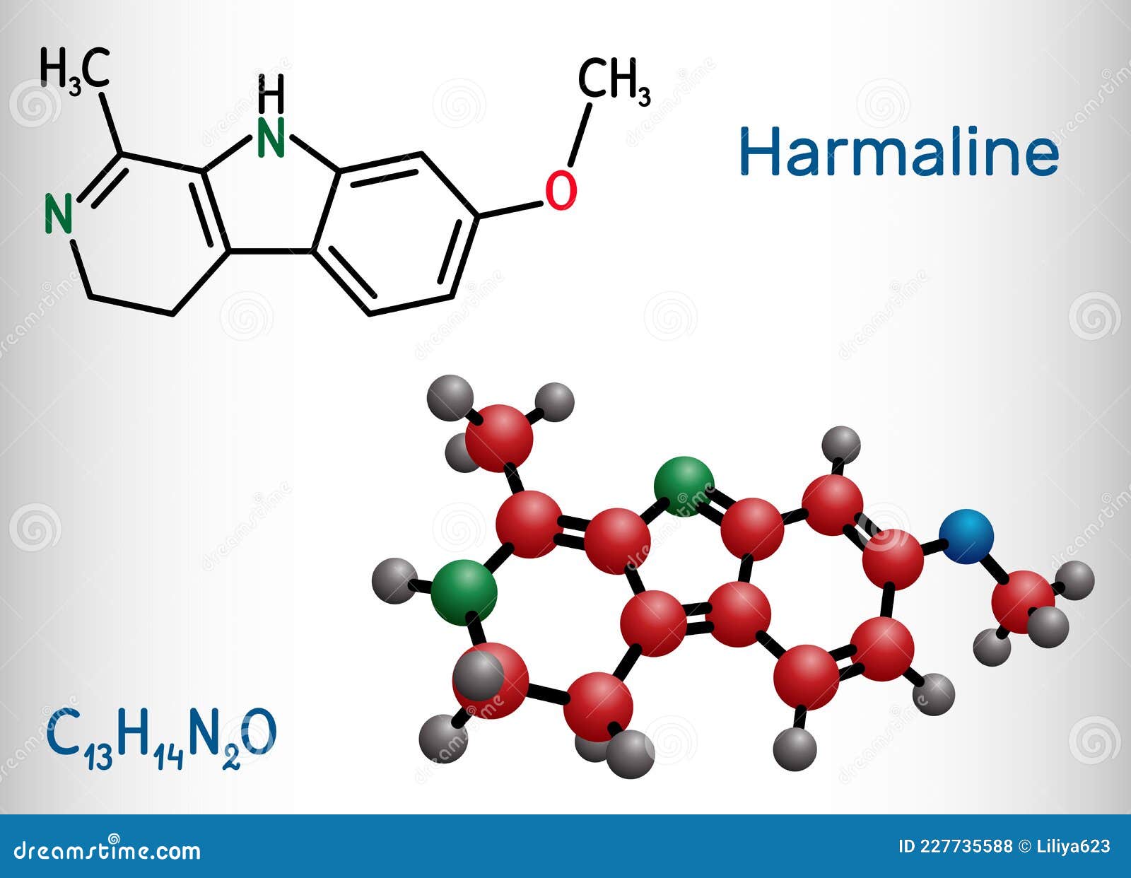 Harmaline Molecule, Molecular Structure, Fluorescent Indole Alkaloid ...